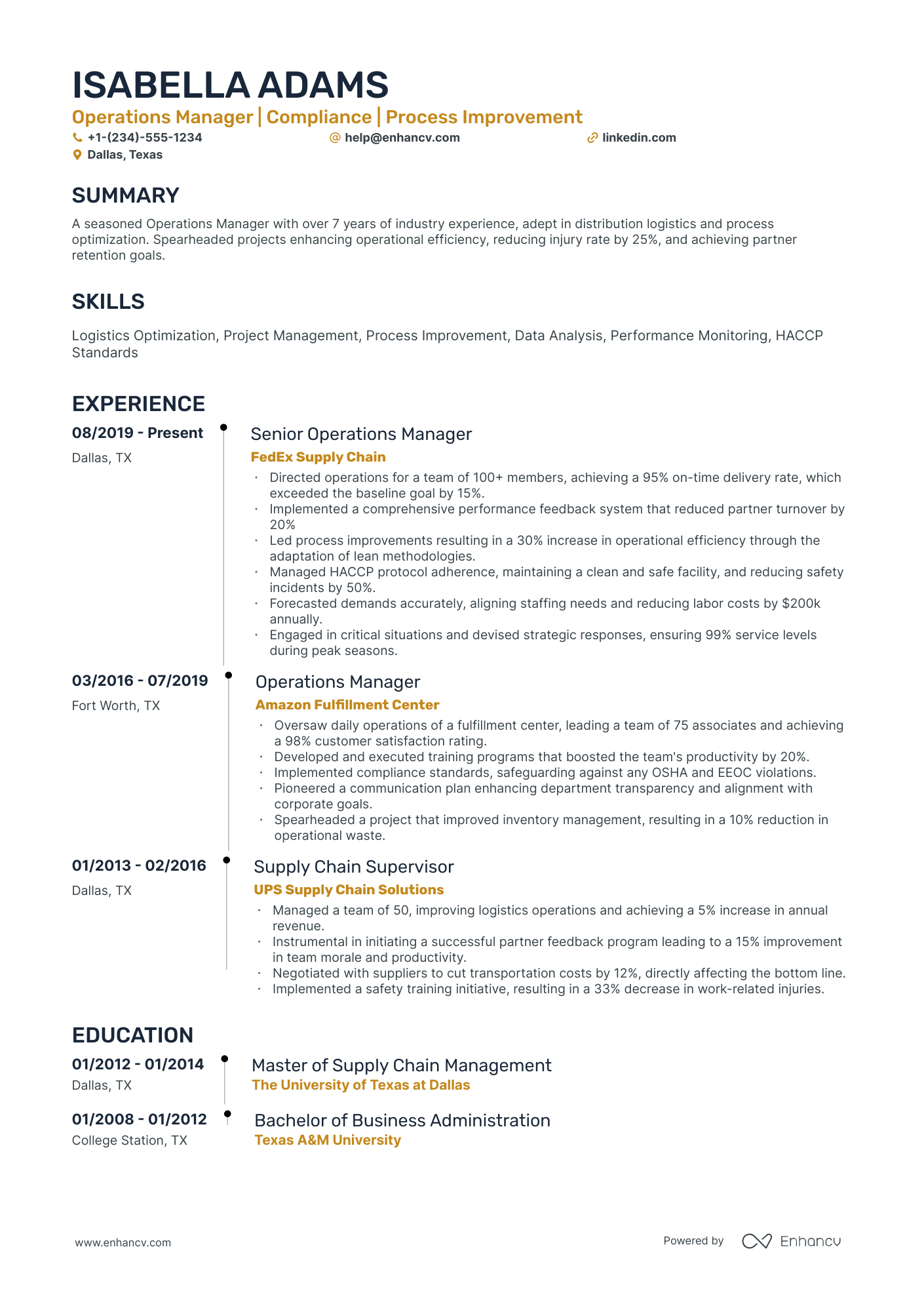 10 Transportation Operations Manager Resume Examples & Guide for 2025