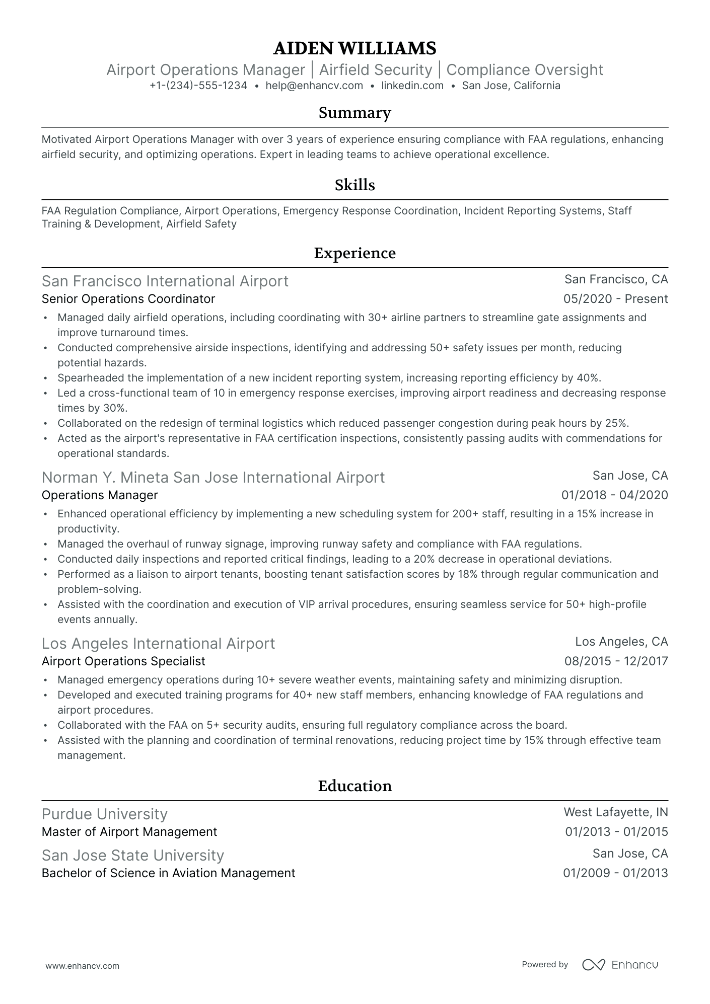 10 Airport Manager Resume Examples, Templates & Guide for 2026
