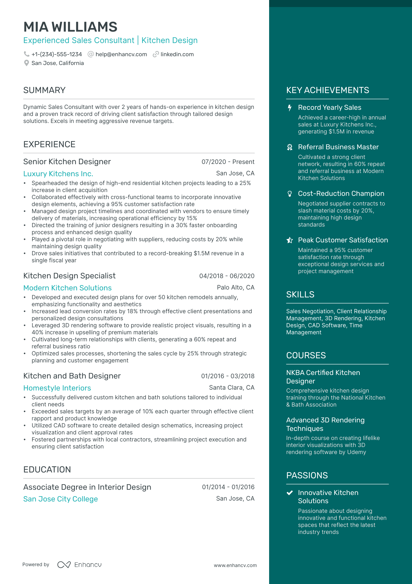 10 Kitchen Designer Resume Examples & Guide for 2026