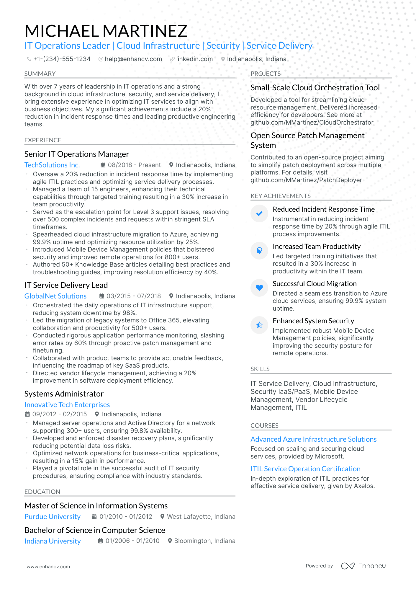 10 IT Operations Manager Resume Examples & Guide for 2025