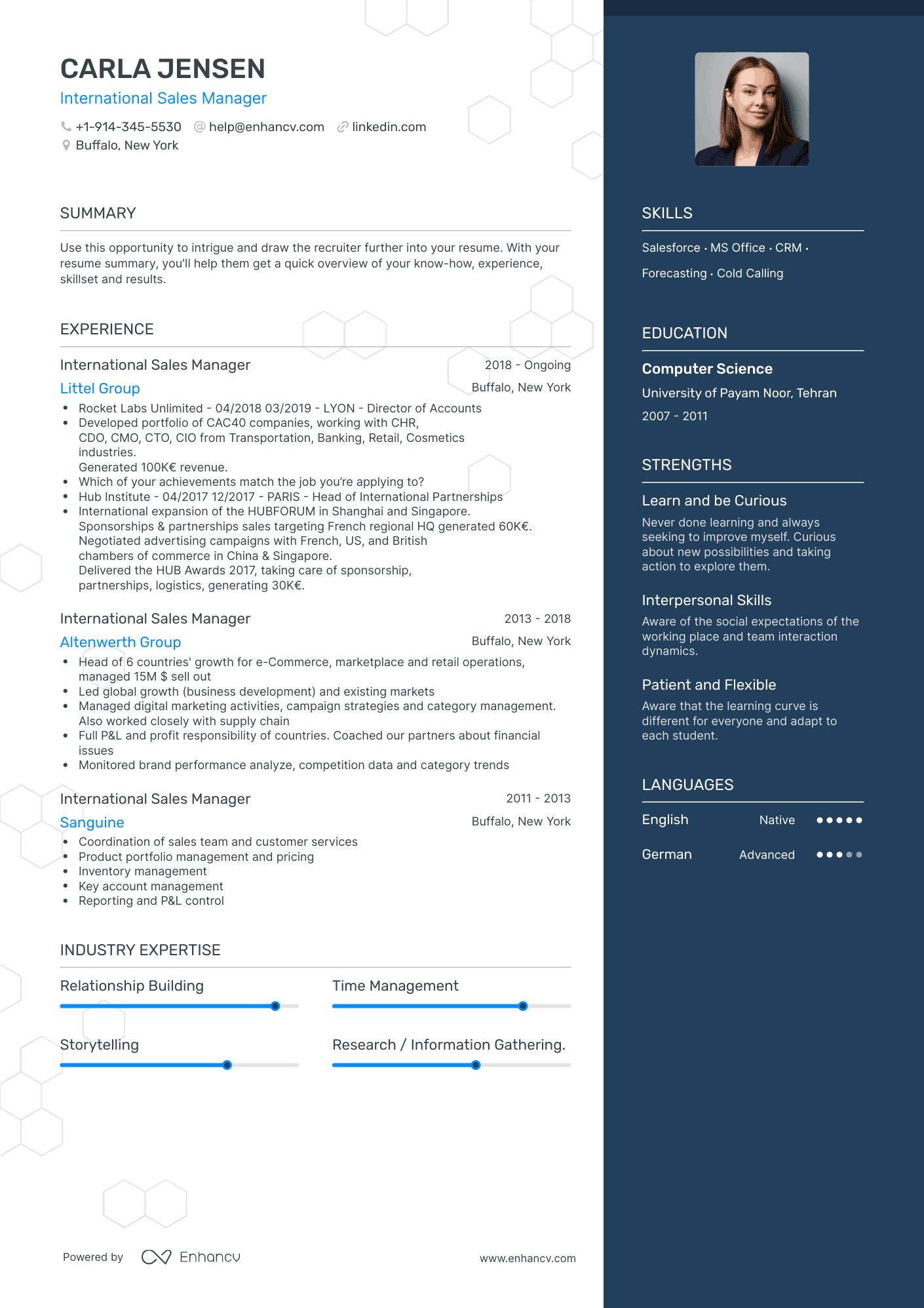 International Sales Manager Resume Examples & Guide for 2023 (Layout ...