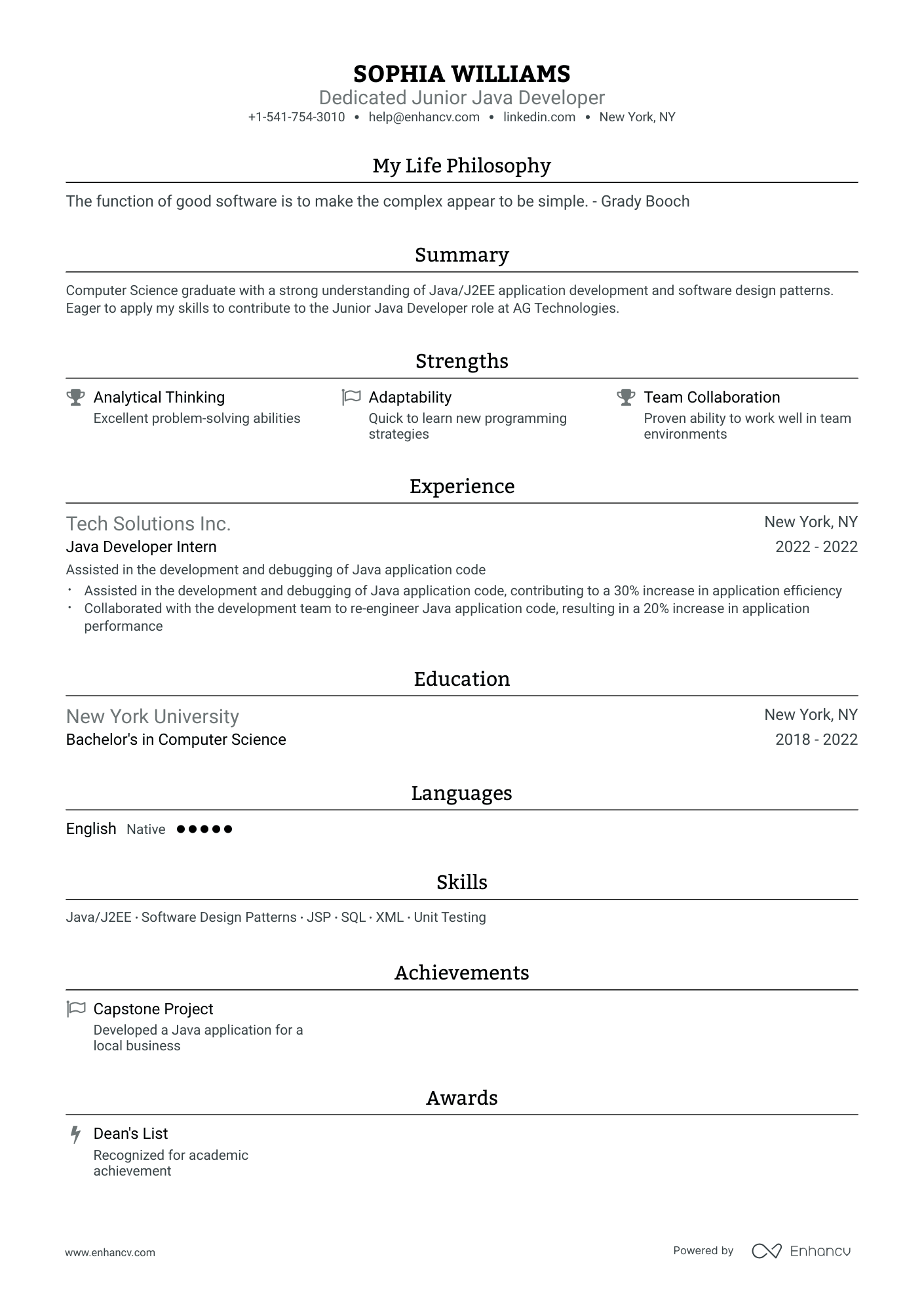 5 Junior Java Developer Resume Examples & Guide for 2025