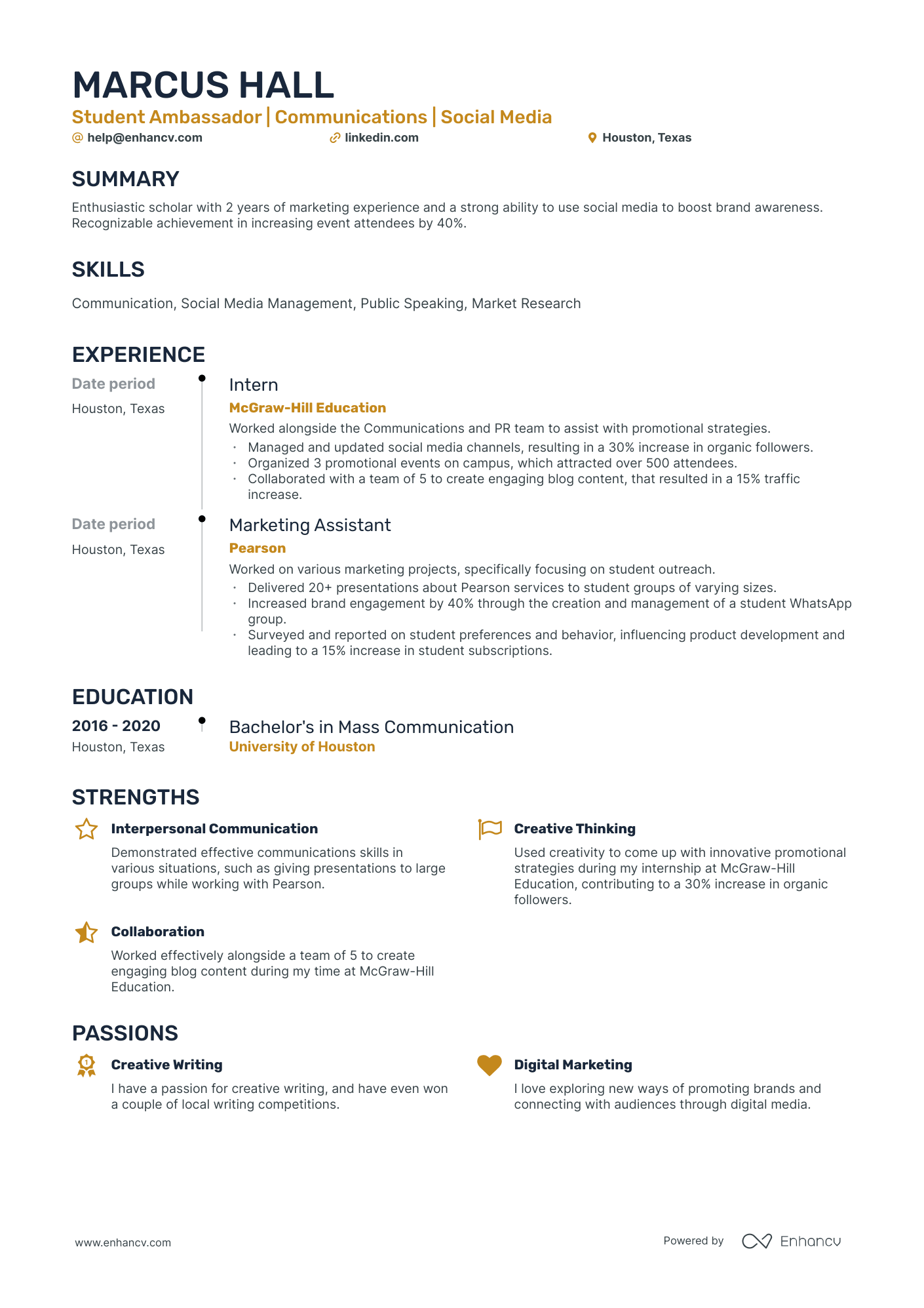 10 Student Ambassador Resume Examples & Guide for 2026