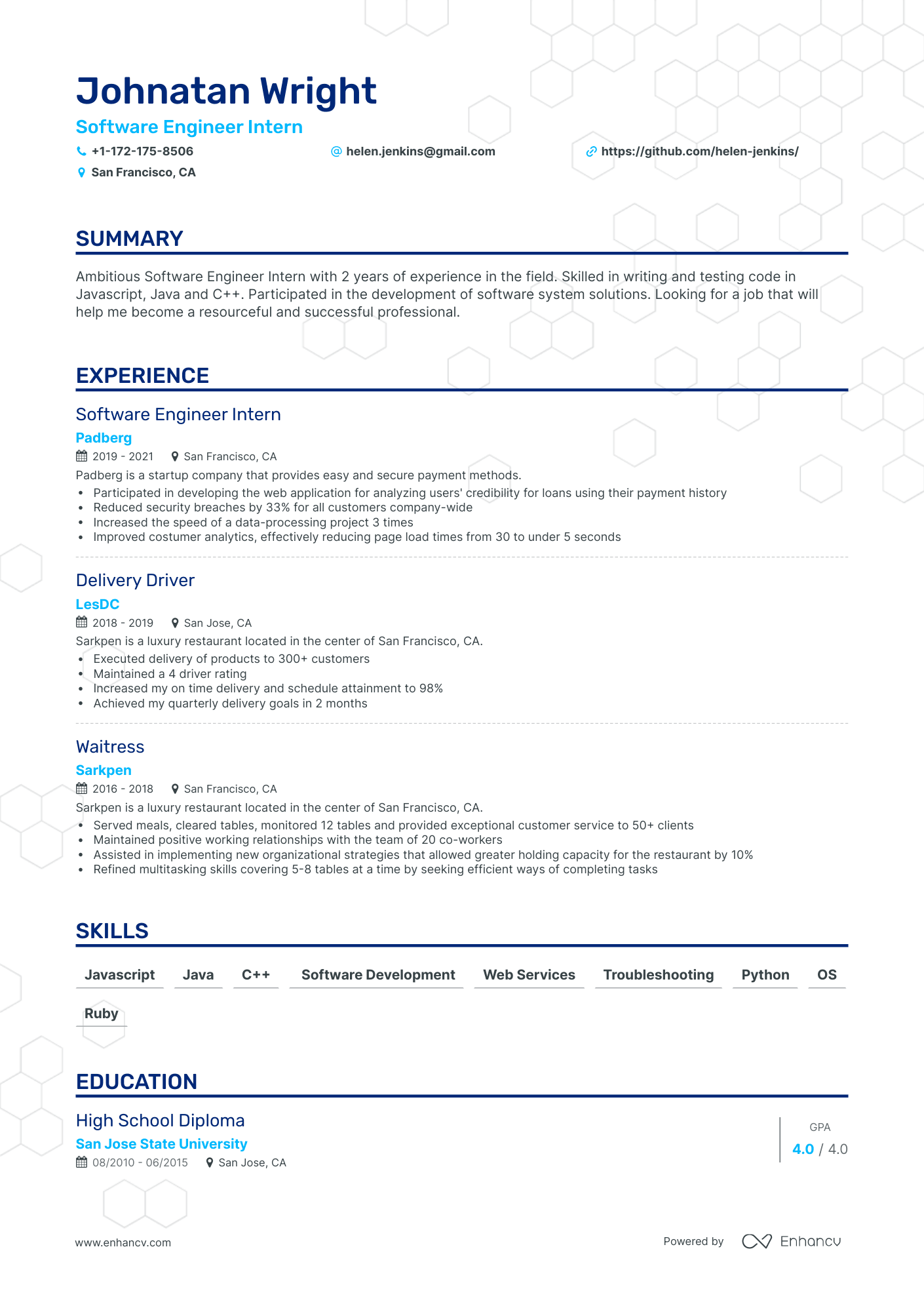 Software Engineer Intern Resume Examples & Guide for 2023 (Layout ...