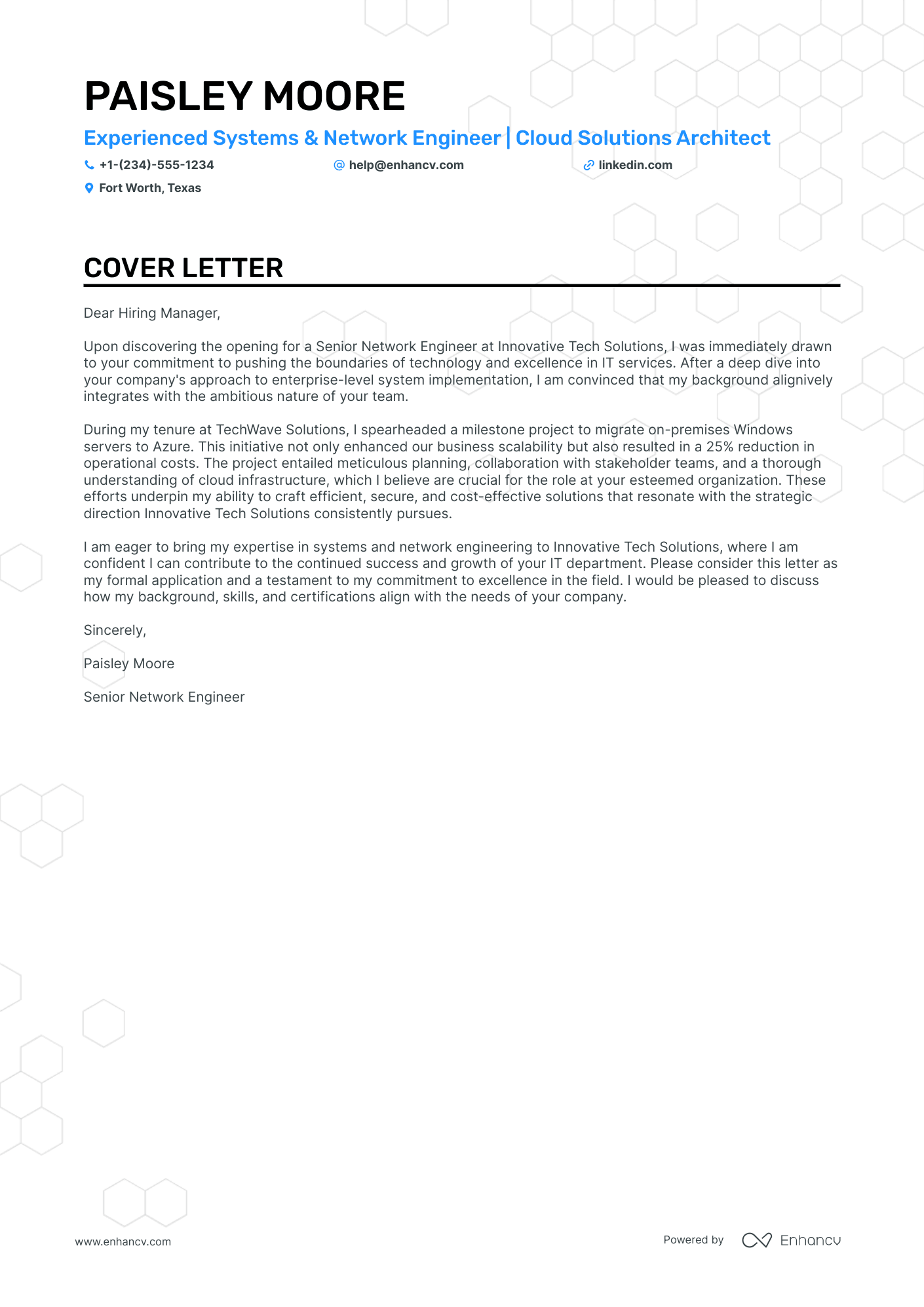 15 Professional Network Engineer Cover Letter Examples and Template for ...
