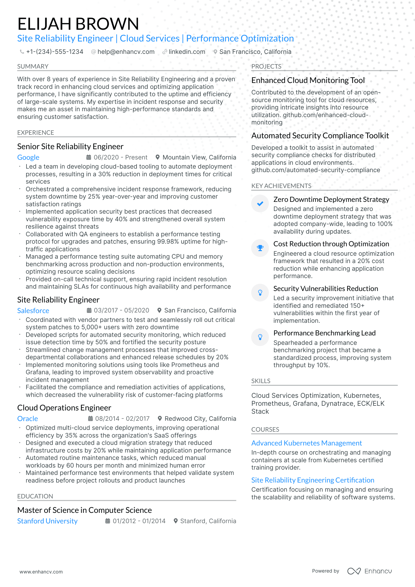 10 Site Reliability Engineer Resume Examples & Guide for 2026