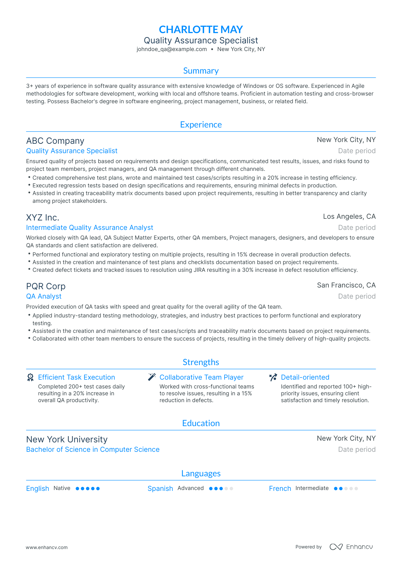 8 Quality Assurance Specialist Resume Examples & Guide for 2024