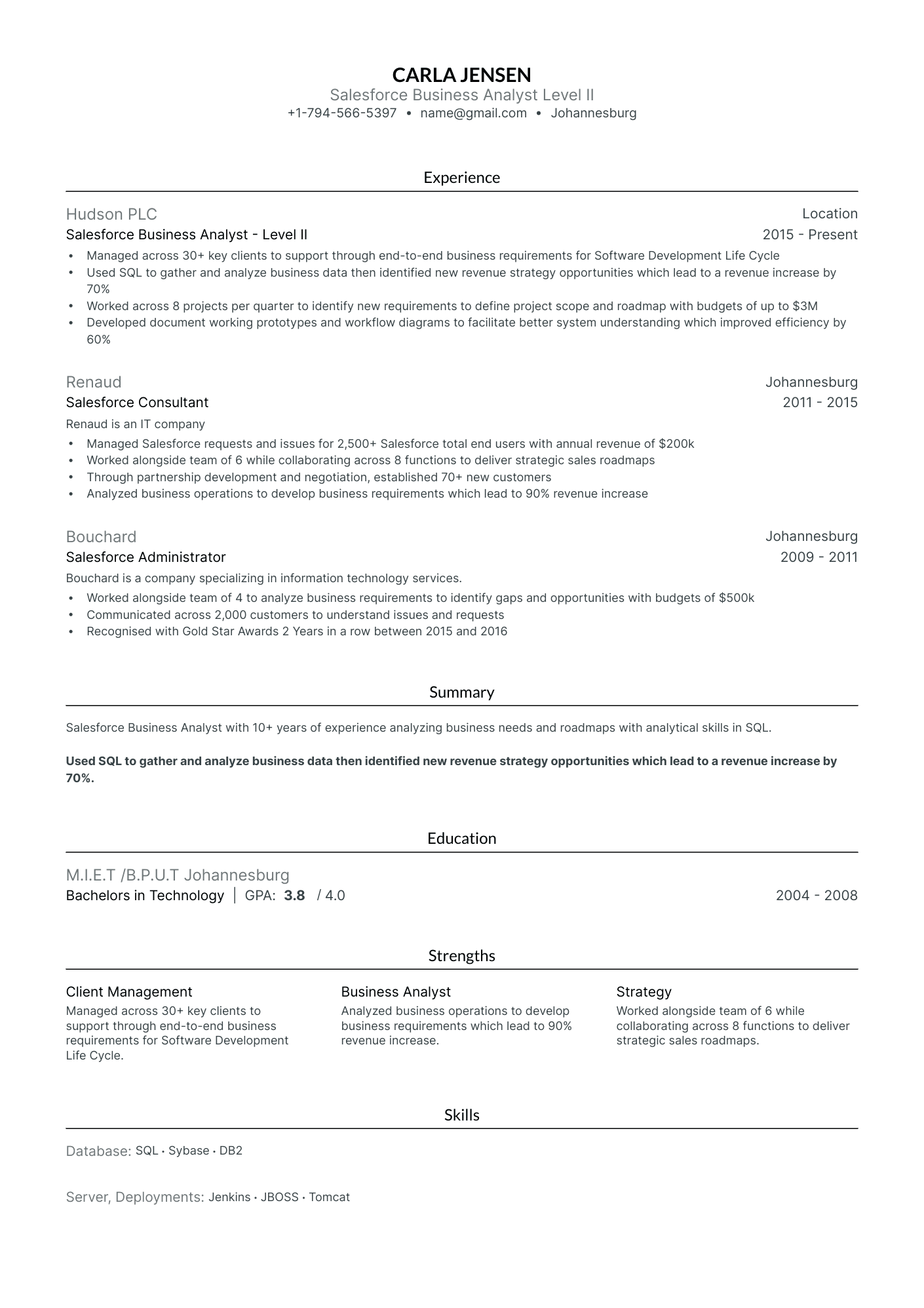 5 Salesforce Business Analyst Resume Examples & Guide for 2024
