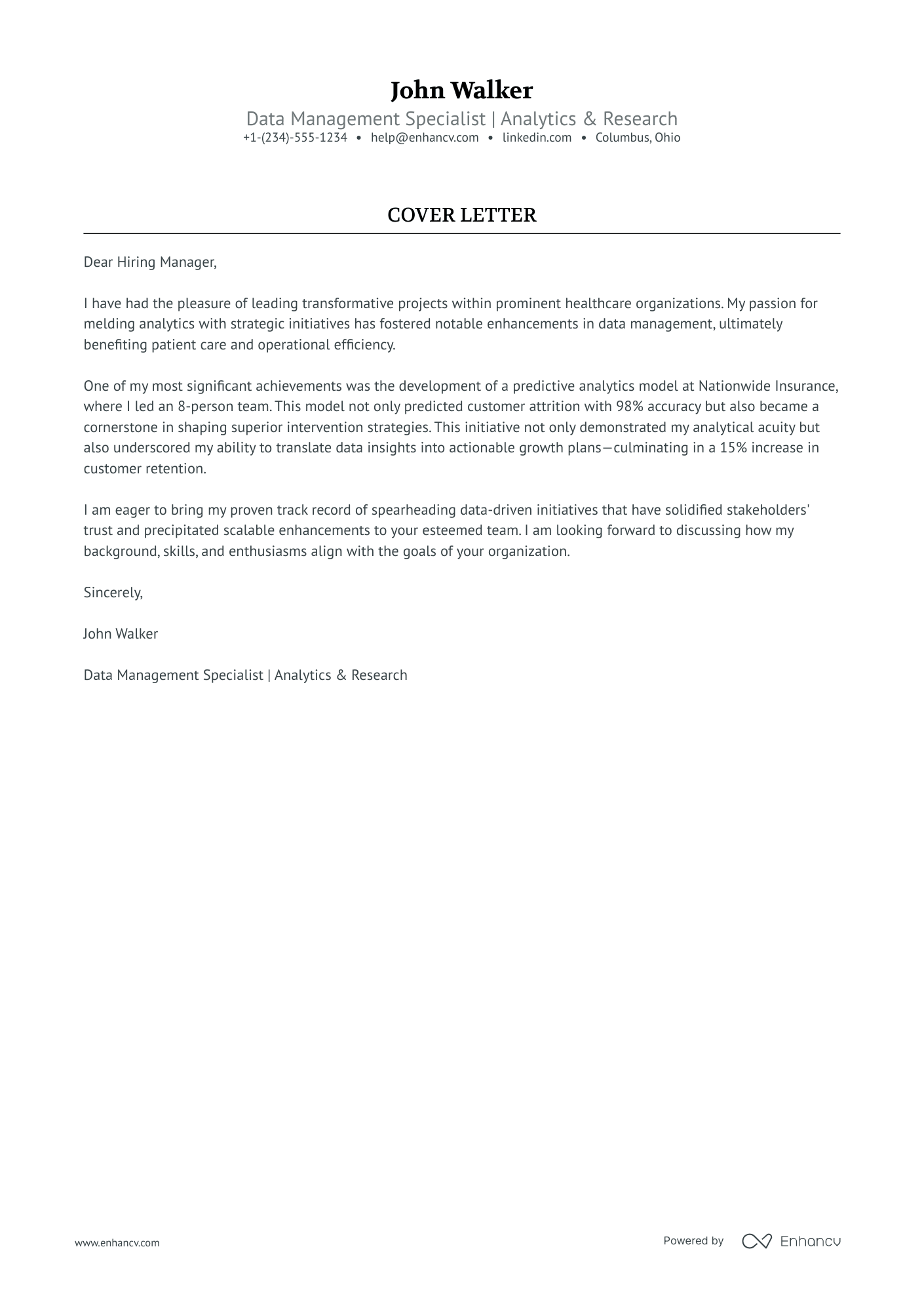20 Professional Data Analyst Cover Letter Examples and Template for ...