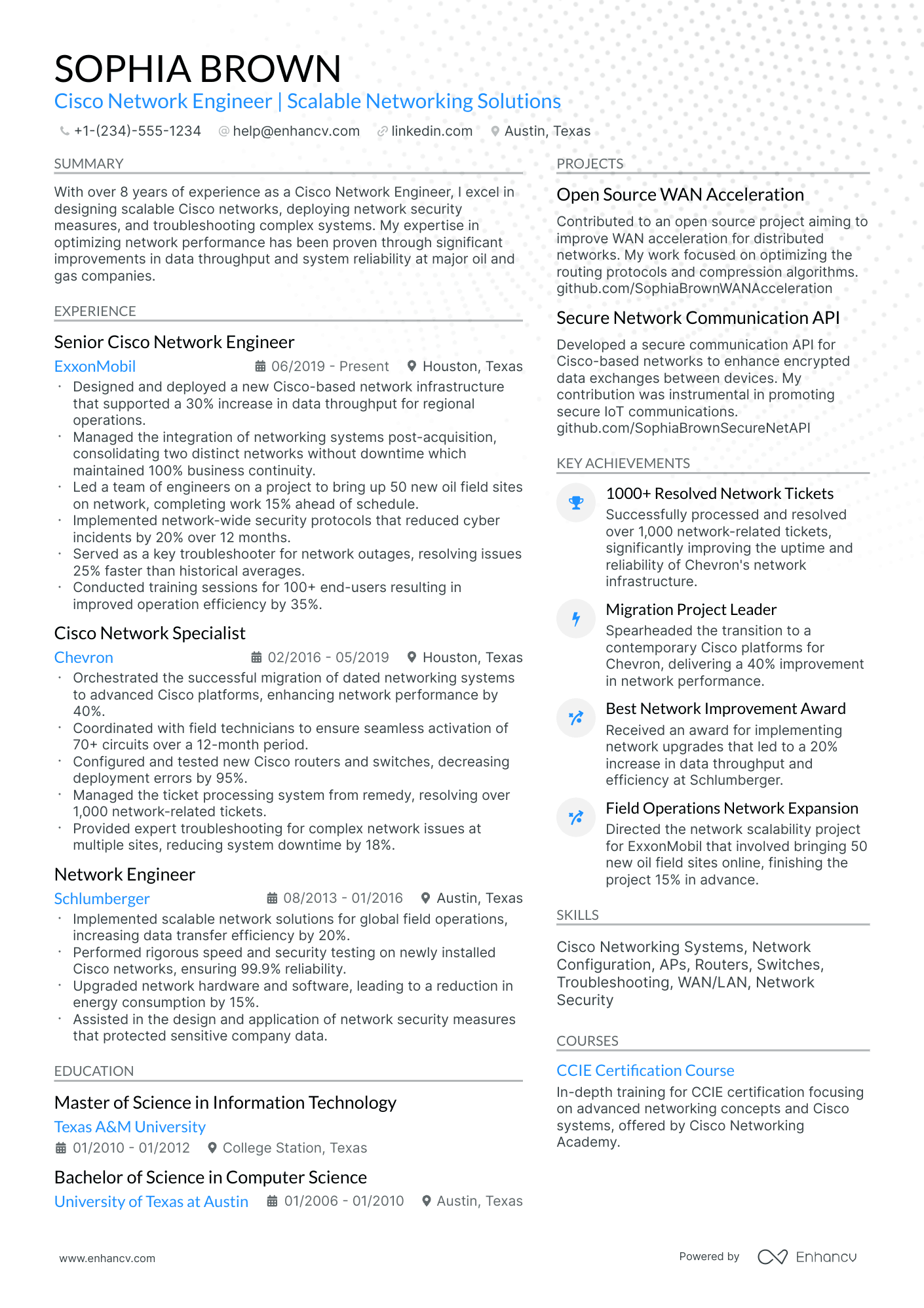 10 Cisco Network Engineer Resume Examples & Guide for 2026