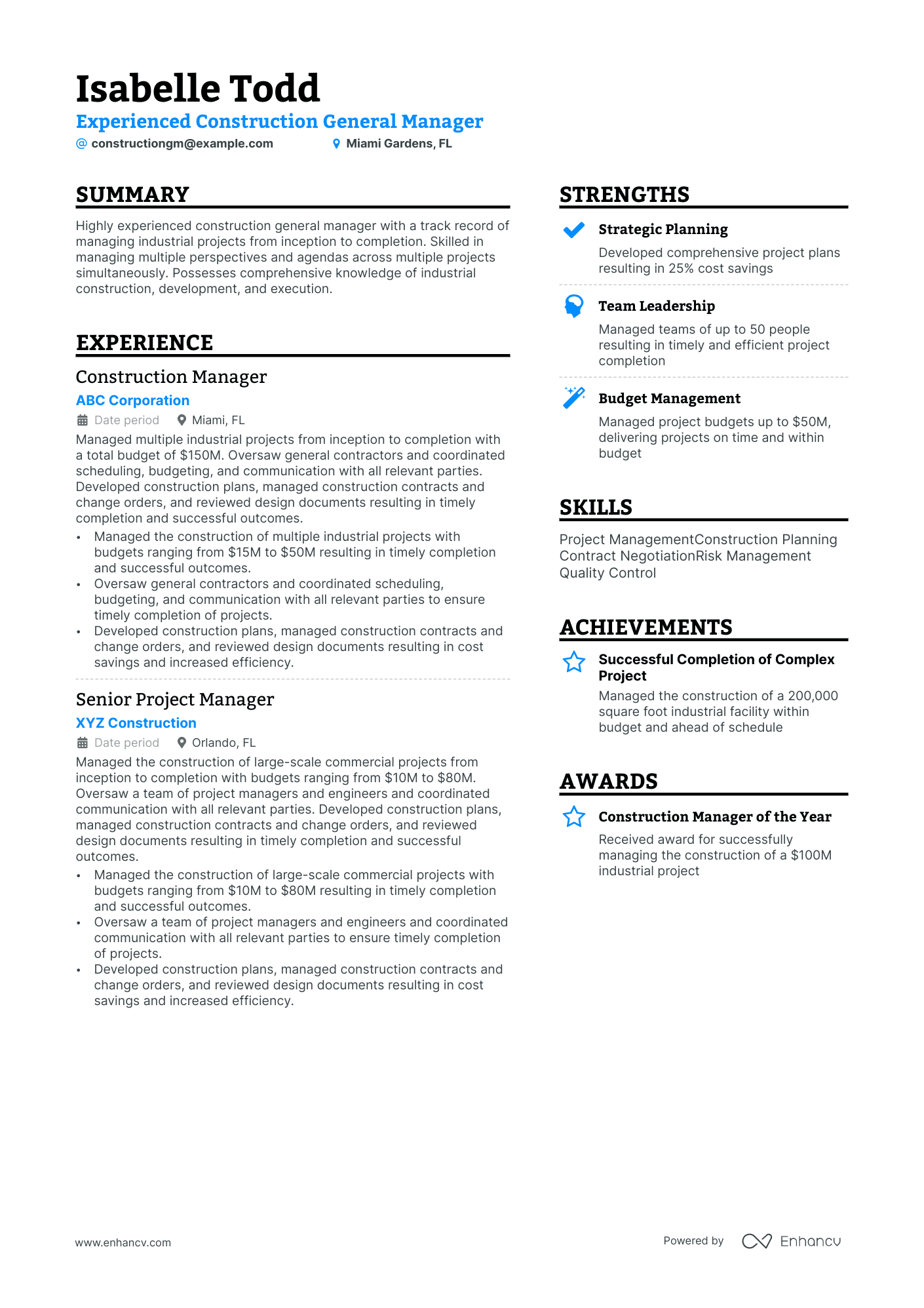 9 Construction Project Manager Resume Examples & Guide for 2024