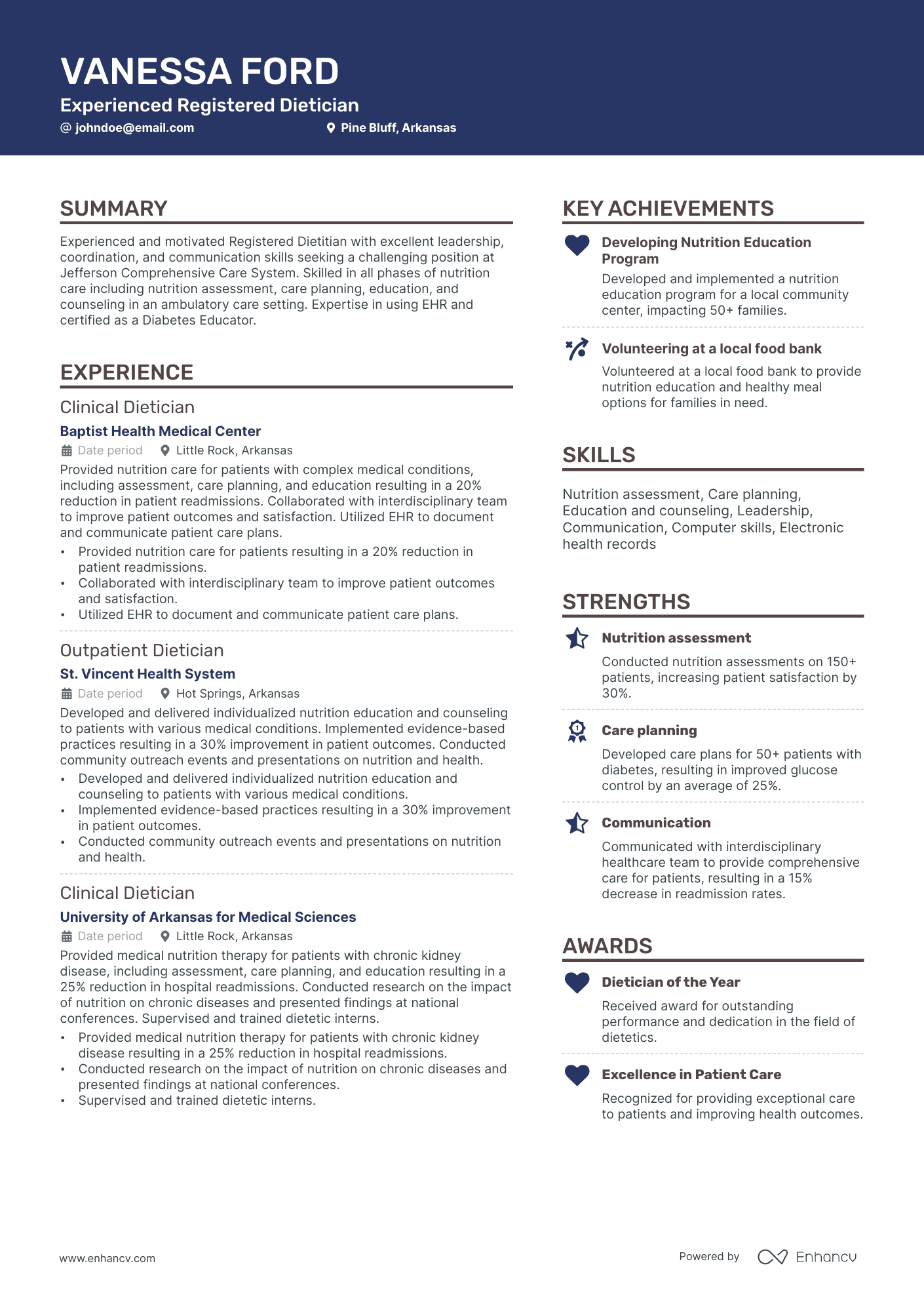 10 Dietician Resume Examples & Guide for 2026