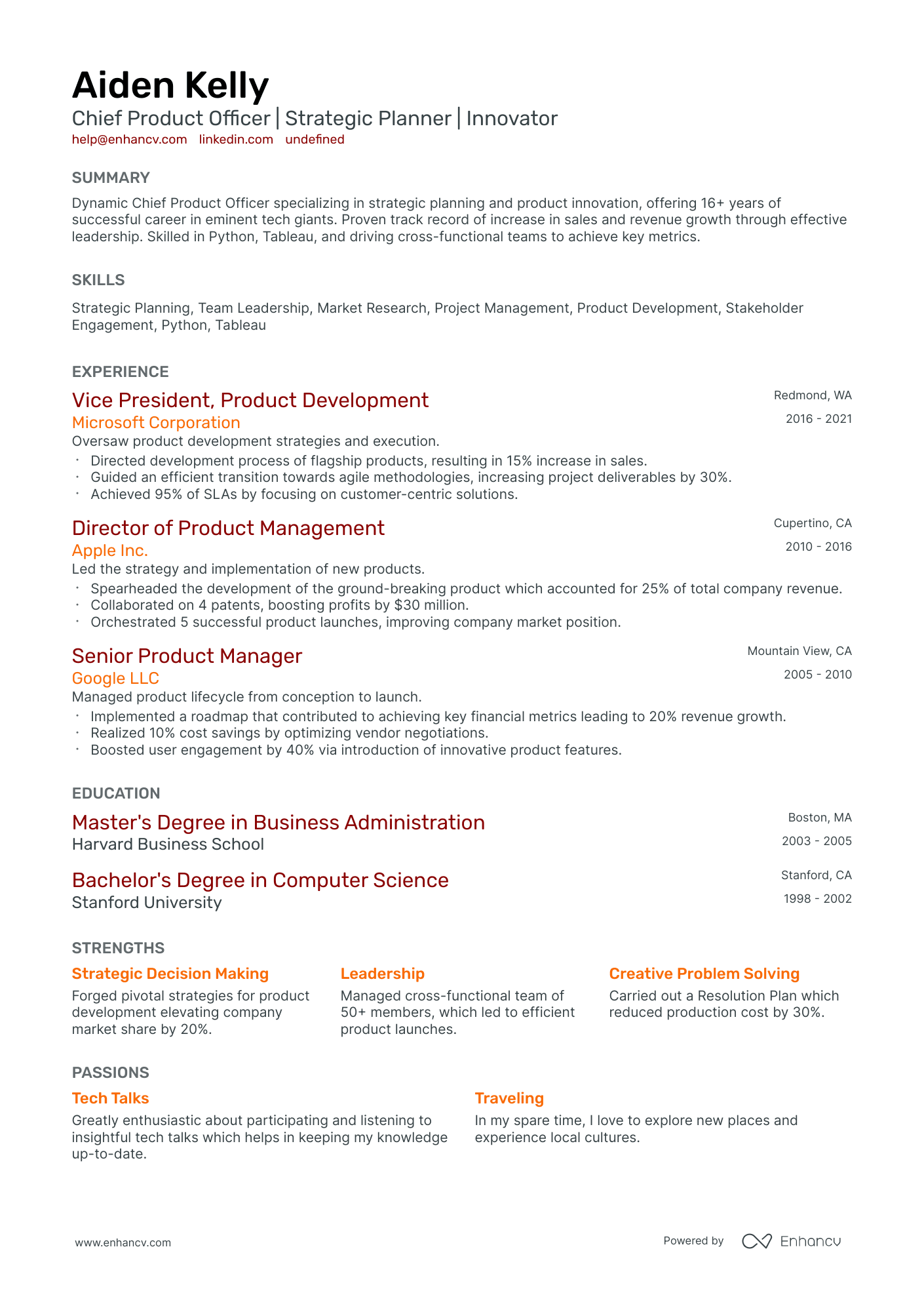10 Chief Product Officer Resume Examples & Guide for 2025