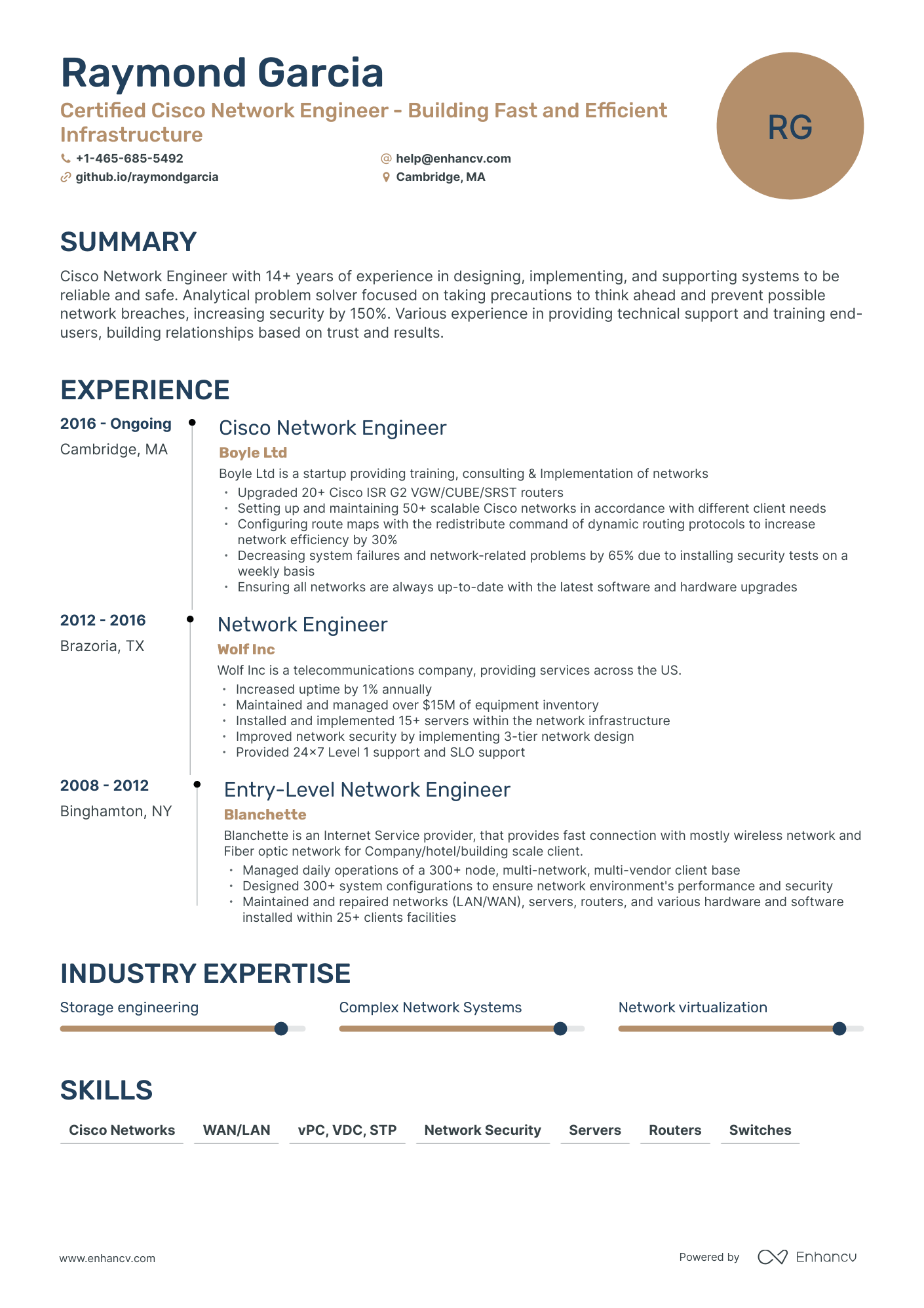 5 Cisco Network Engineer Resume Examples & Guide for 2023