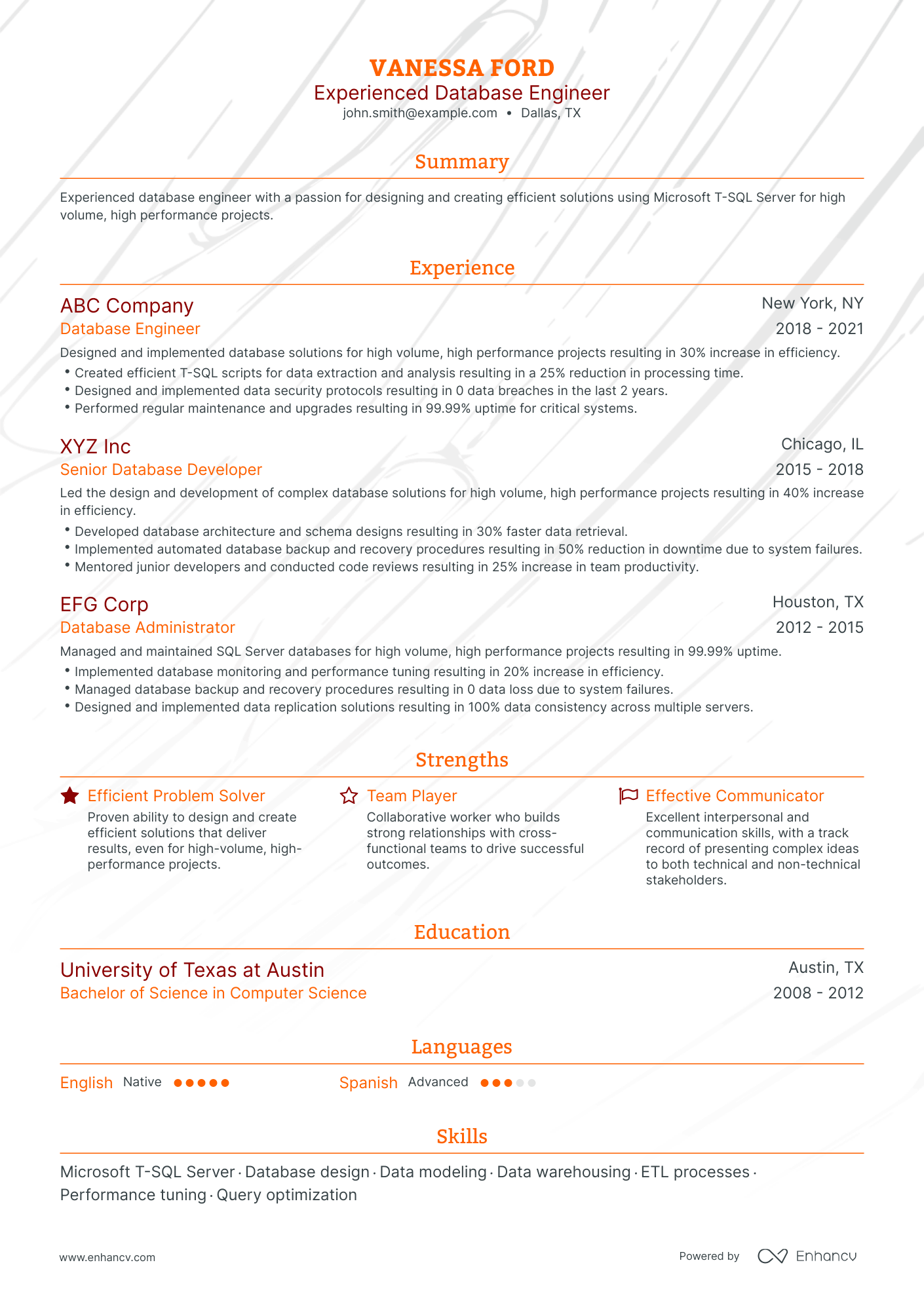 13 Database Engineer Resume Examples & Guide for 2024