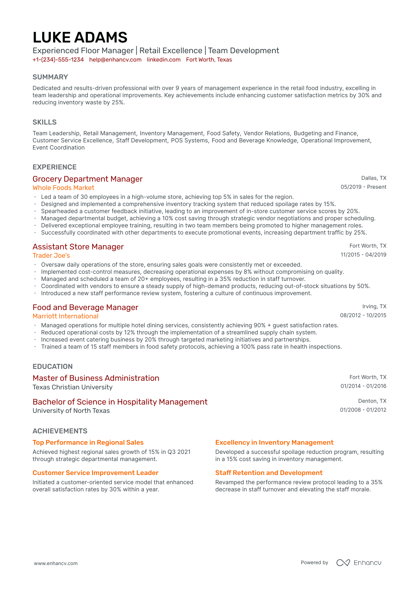5 Floor Manager Resume Examples & Guide for 2024