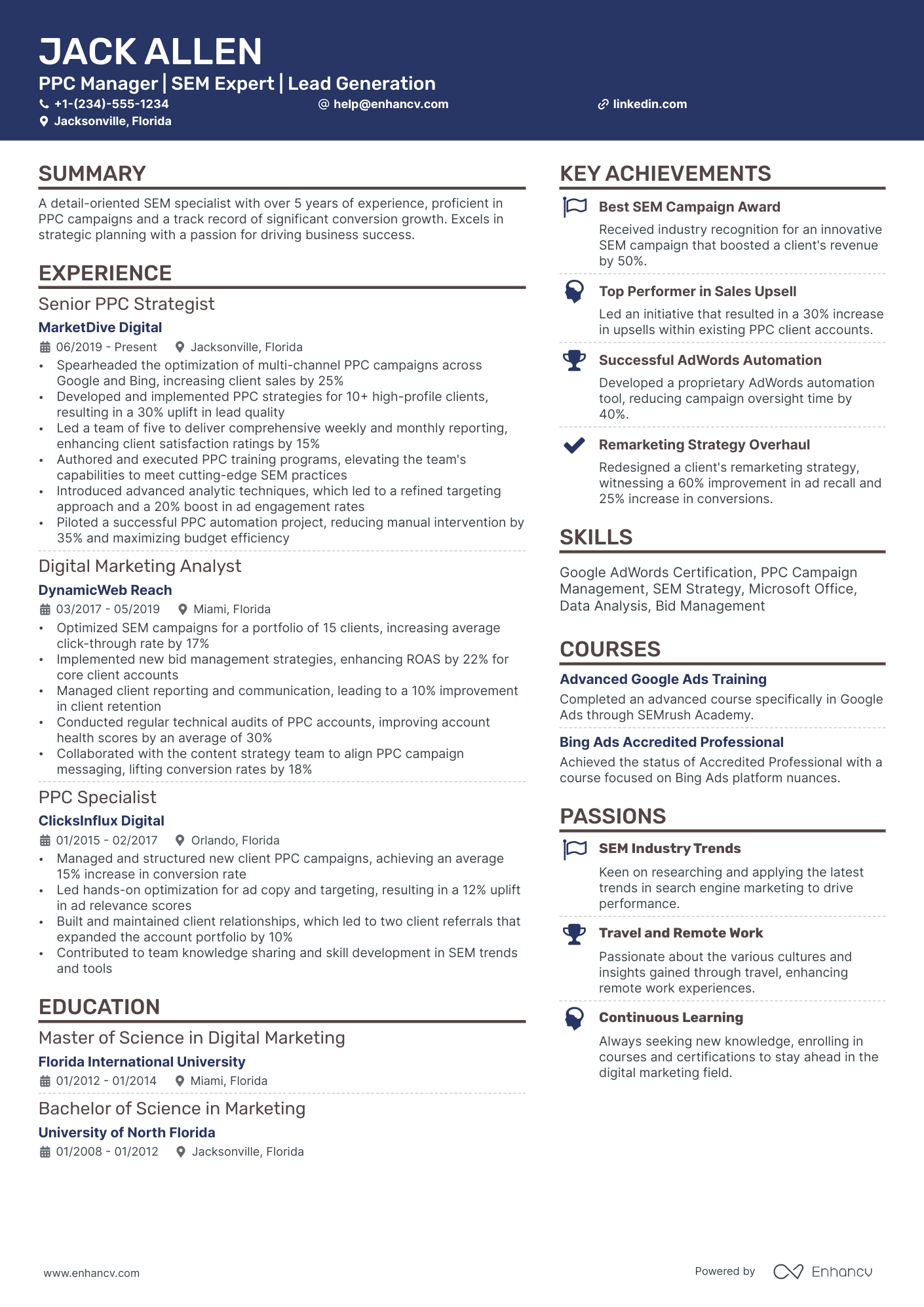 10 PPC Manager Resume Examples & Guide for 2025