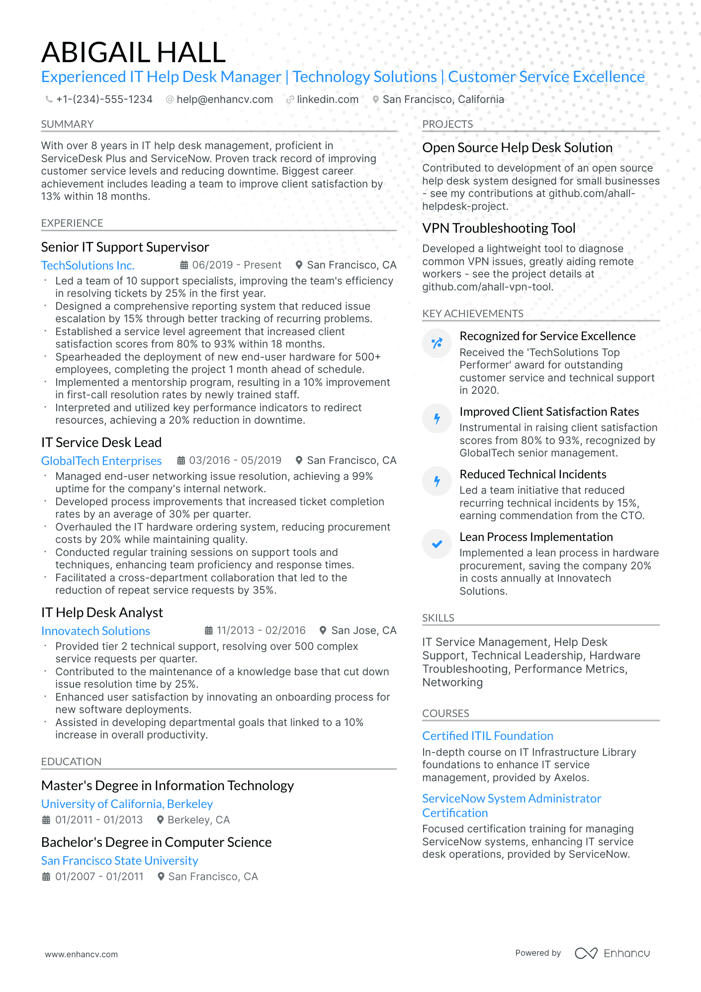 10 Help Desk Manager Resume Examples & Guide for 2025