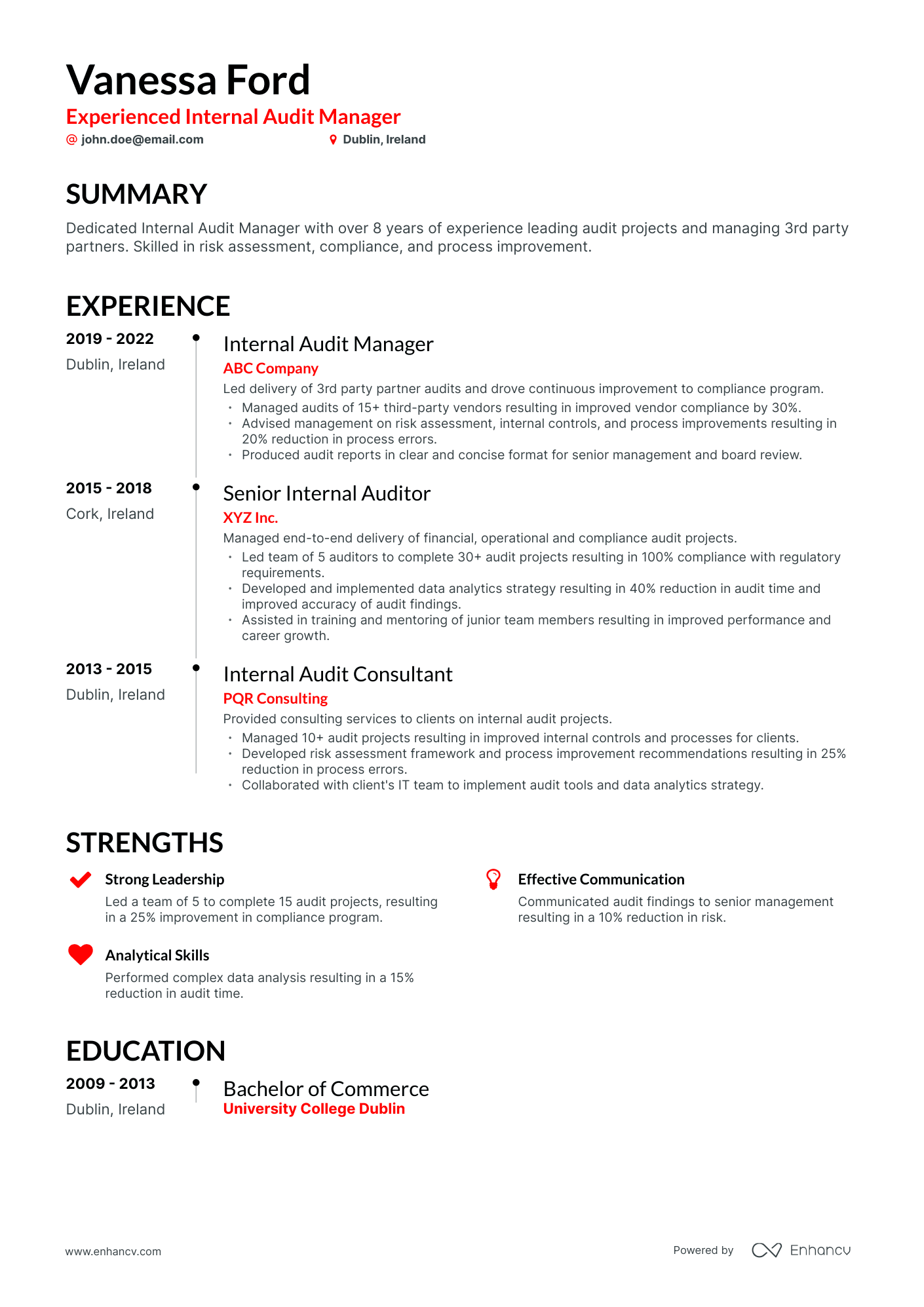 5 Internal Audit Manager Resume Examples & Guide for 2023