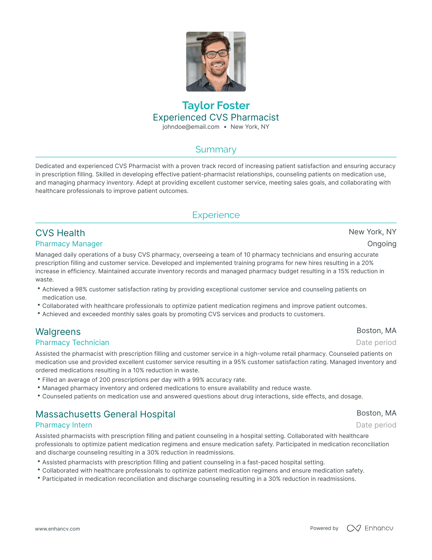 5 CVS Pharmacist Resume Examples & Guide for 2023