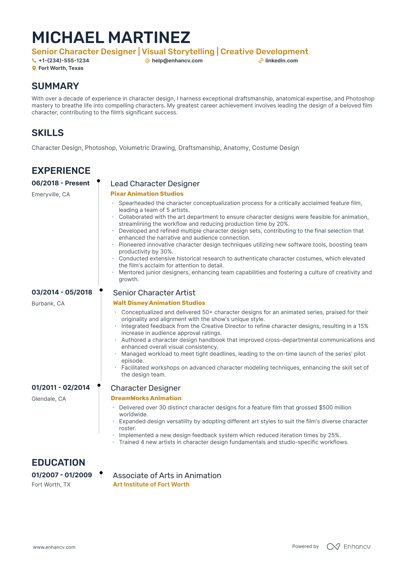 10 Character Designer Resume Examples & Guide for 2025