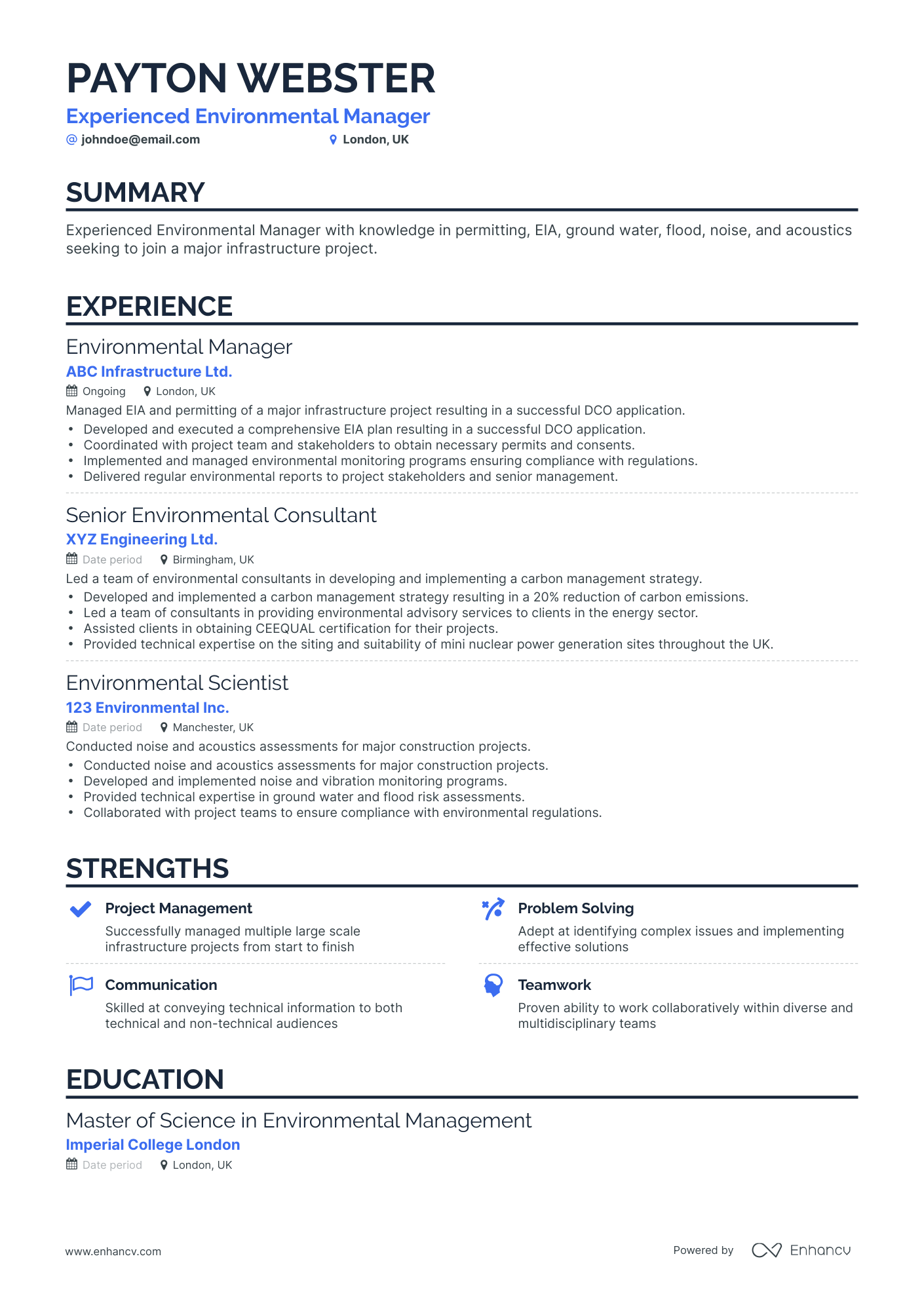 5 Environmental Manager Resume Examples & Guide for 2023