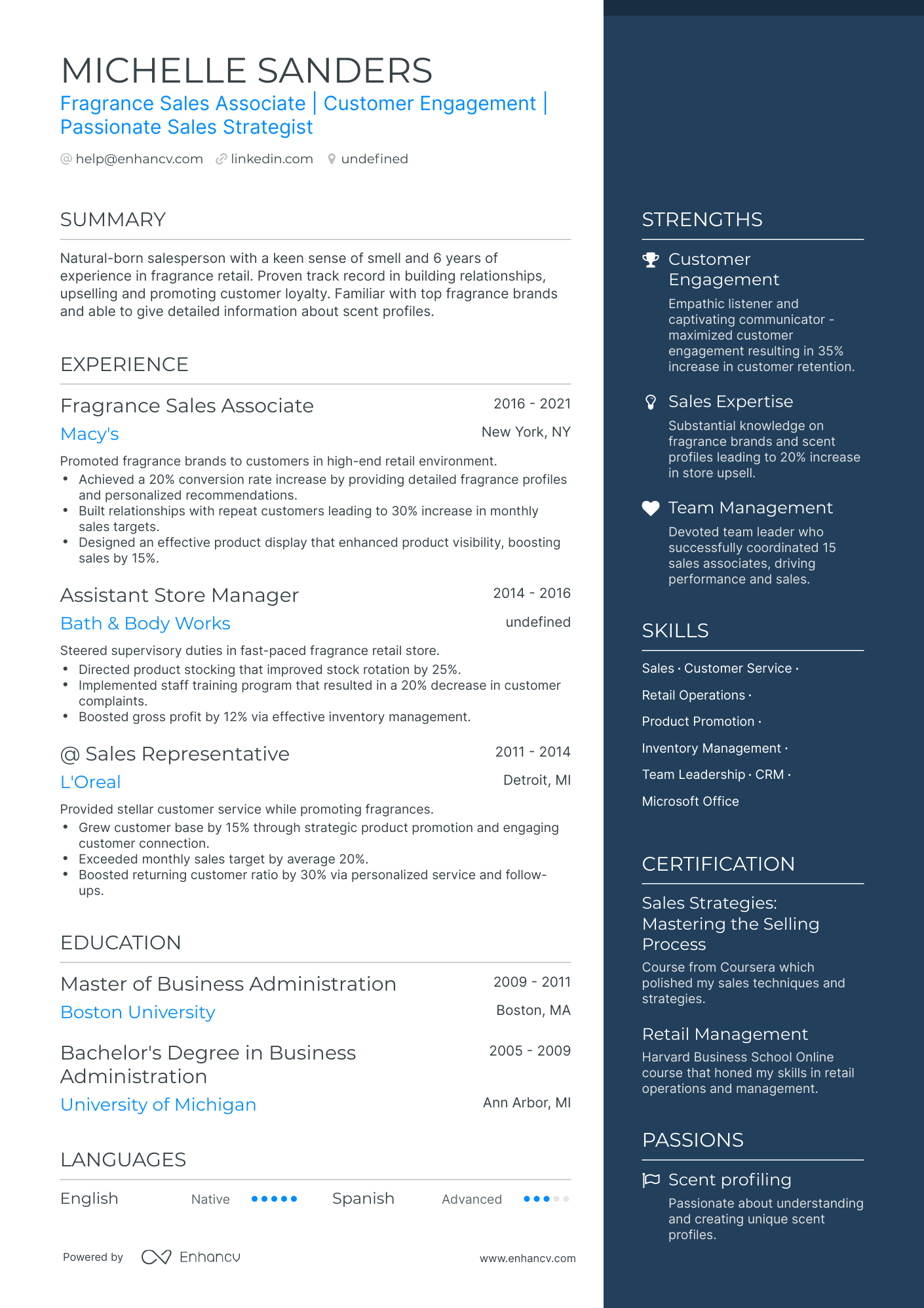 5 Fragrance Sales Associate Resume Examples & Guide for 2024