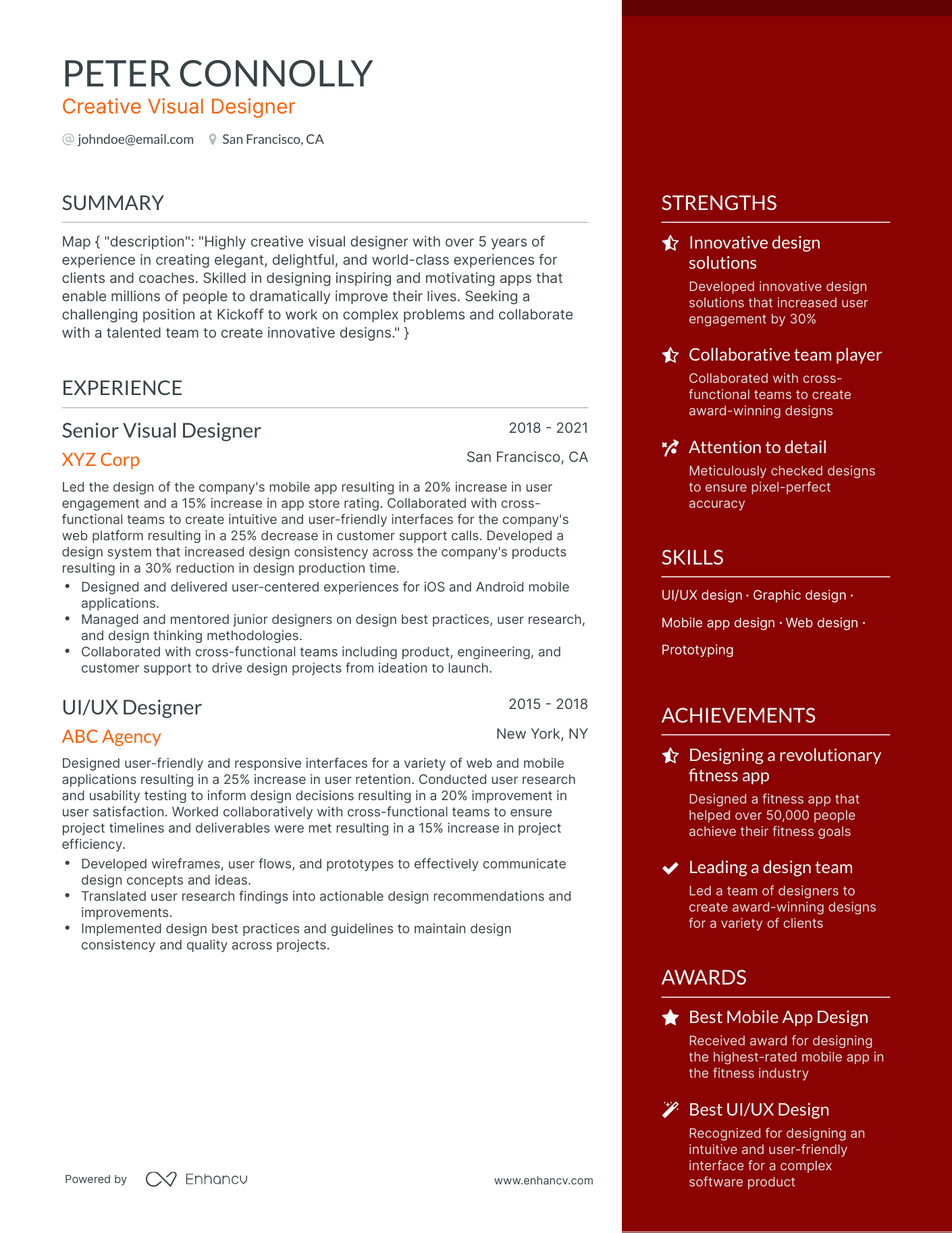 5 Visual Designer Resume Examples & Guide for 2024