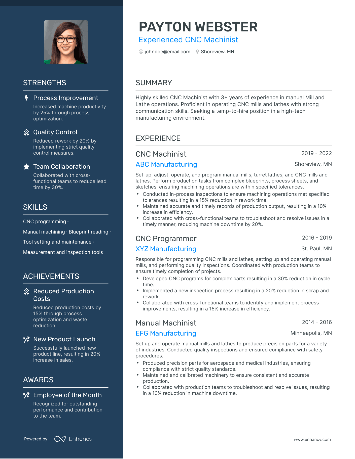 5 Cnc Machinist Resume Examples & Guide for 2024