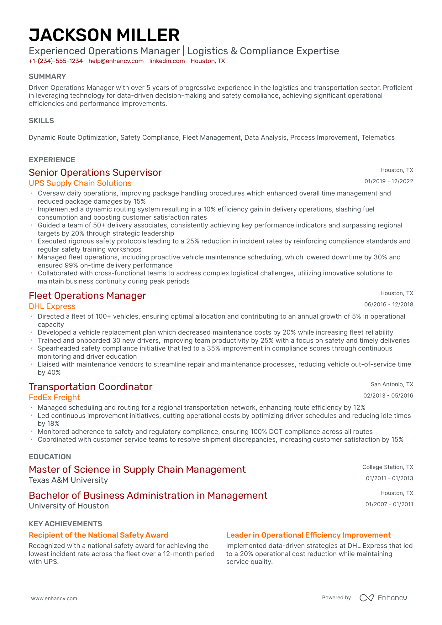 10 FedEx Operations Manager Resume Examples & Guide for 2026
