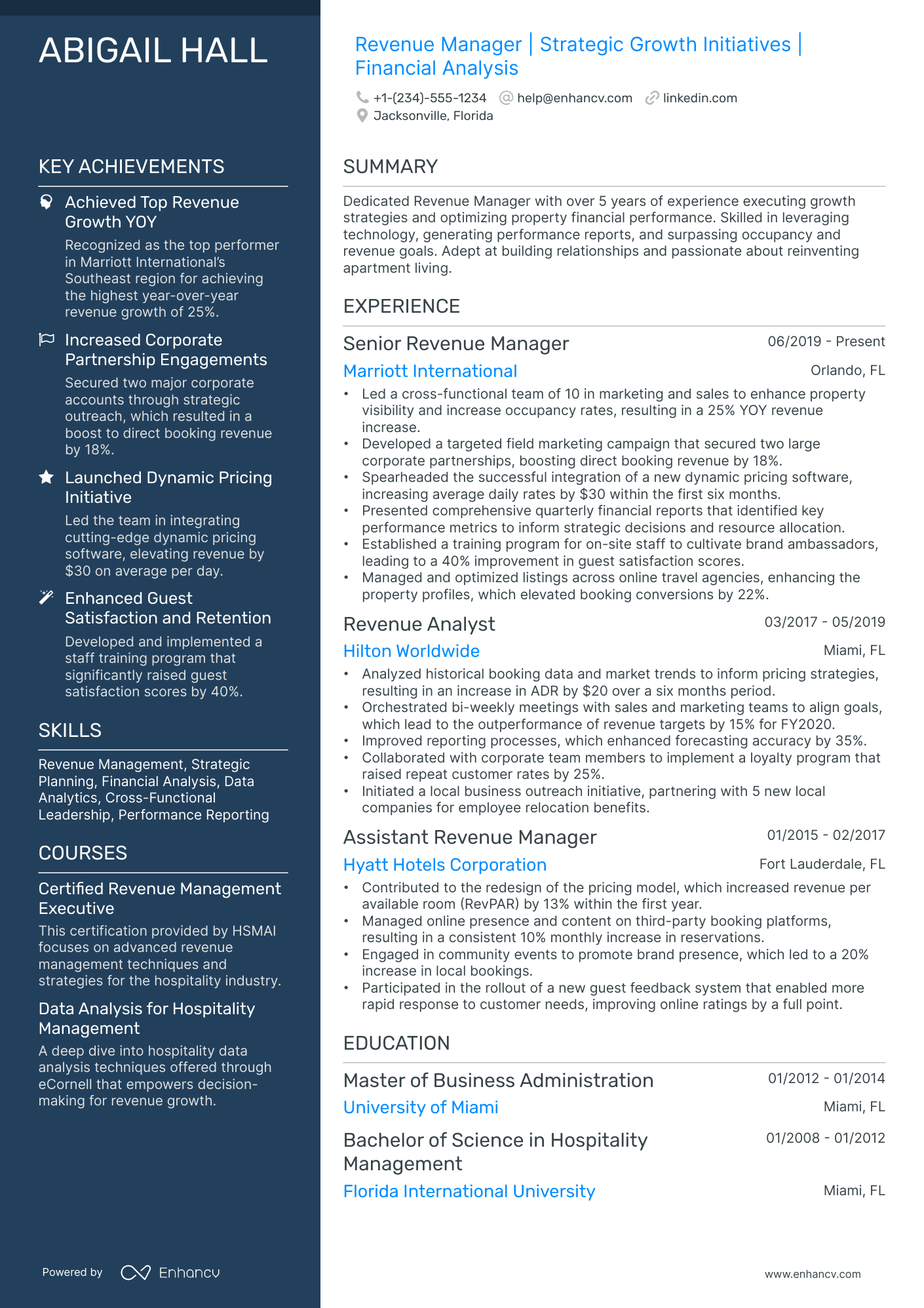 10 Revenue Manager Resume Examples & Guide for 2026
