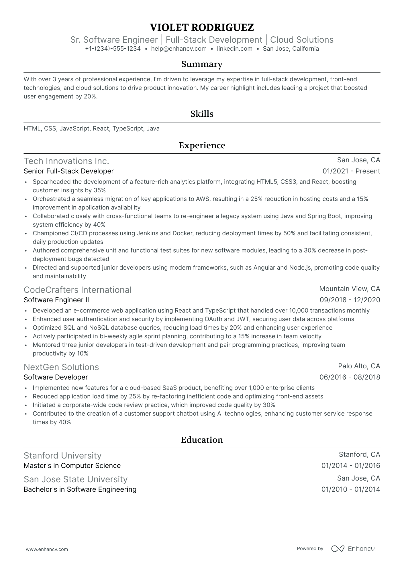 10 Senior Software Engineer Resume Examples - March 2025