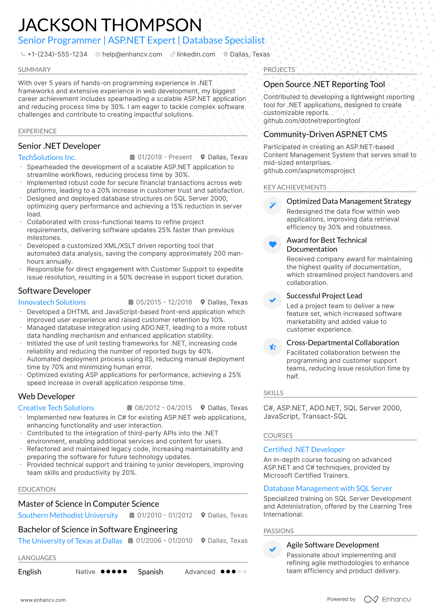 10 ASP.NET Developer Resume Examples & Guide for 2025