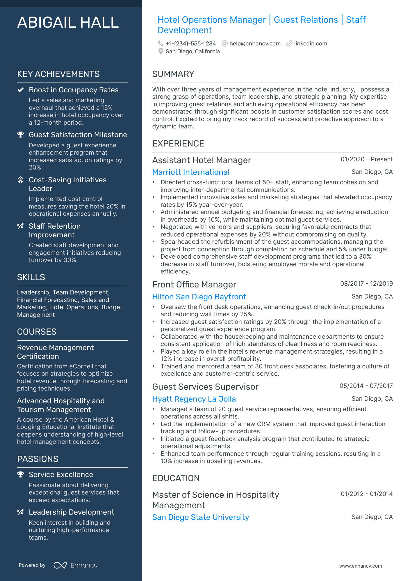 10 Hotel Operations Manager Resume Examples & Guide for 2025