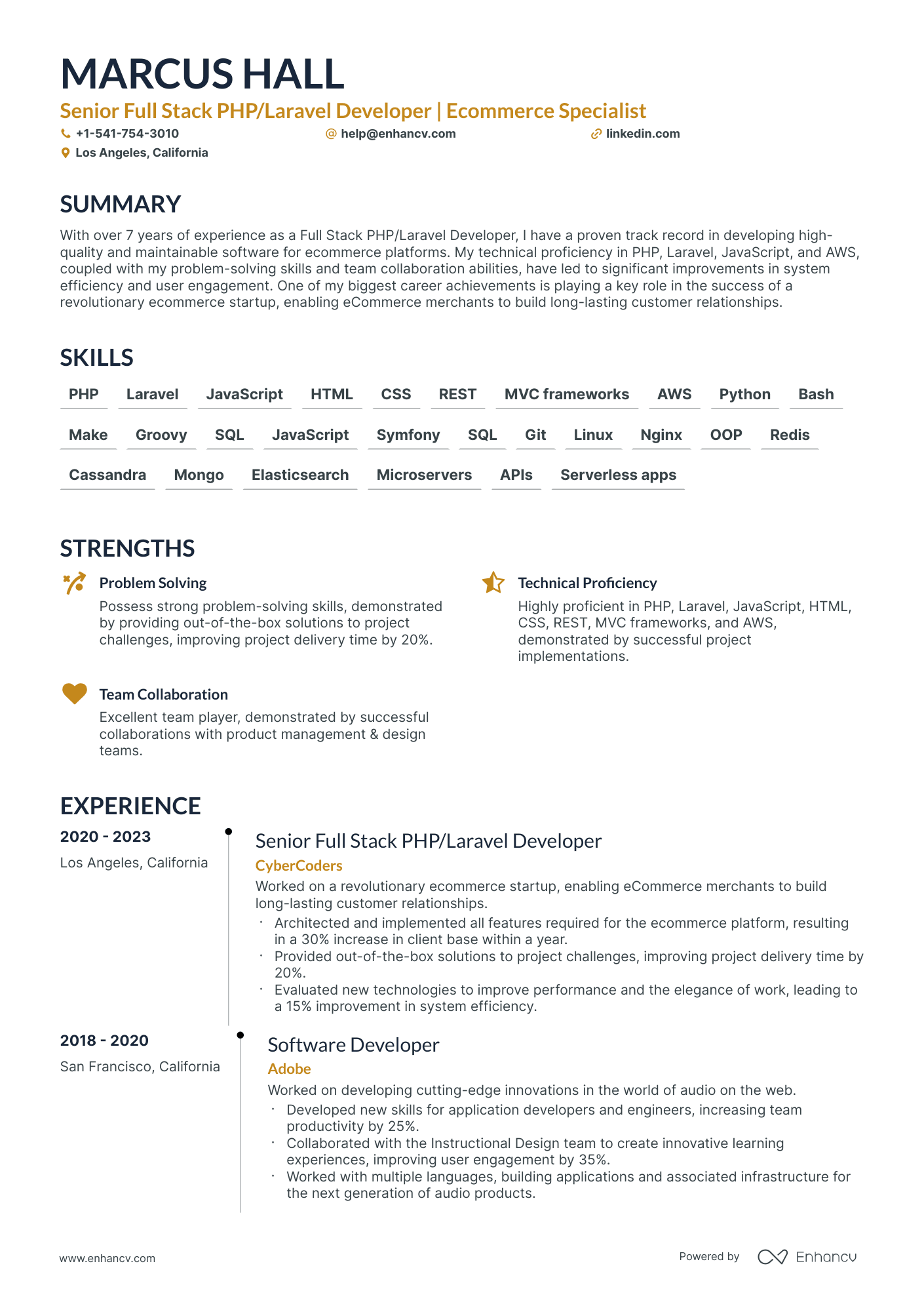 5 PhP Developer Resume Examples & Guide for 2024