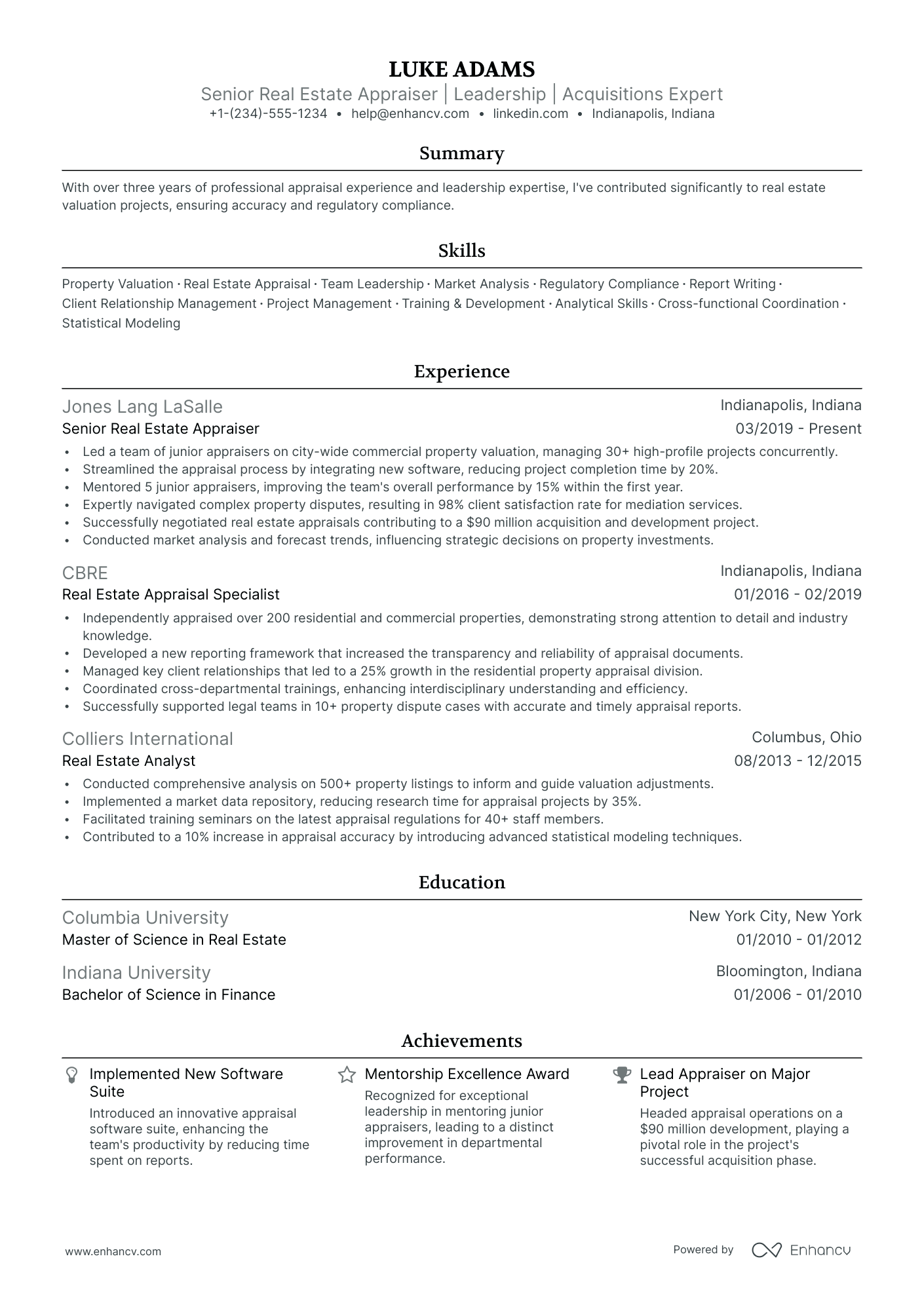 5 Real Estate Appraiser Resume Examples & Guide for 2024