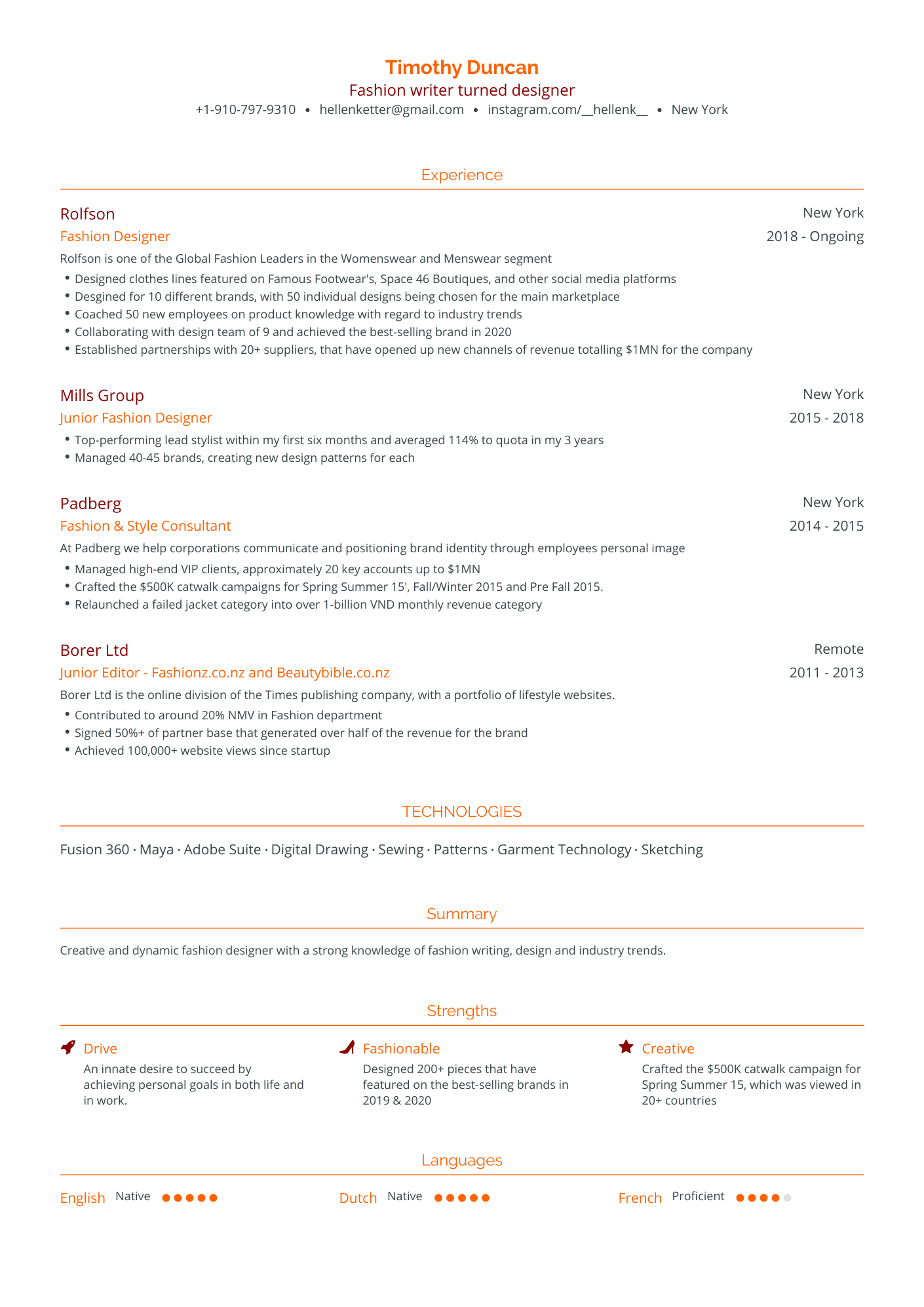 Bold & Beautiful Fashion Designer Resume Examples + Expert Tips ...