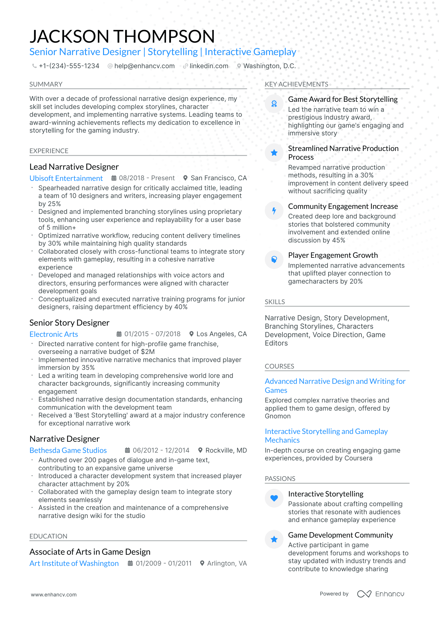 10 Narrative Designer Resume Examples, Templates & Guide for 2026
