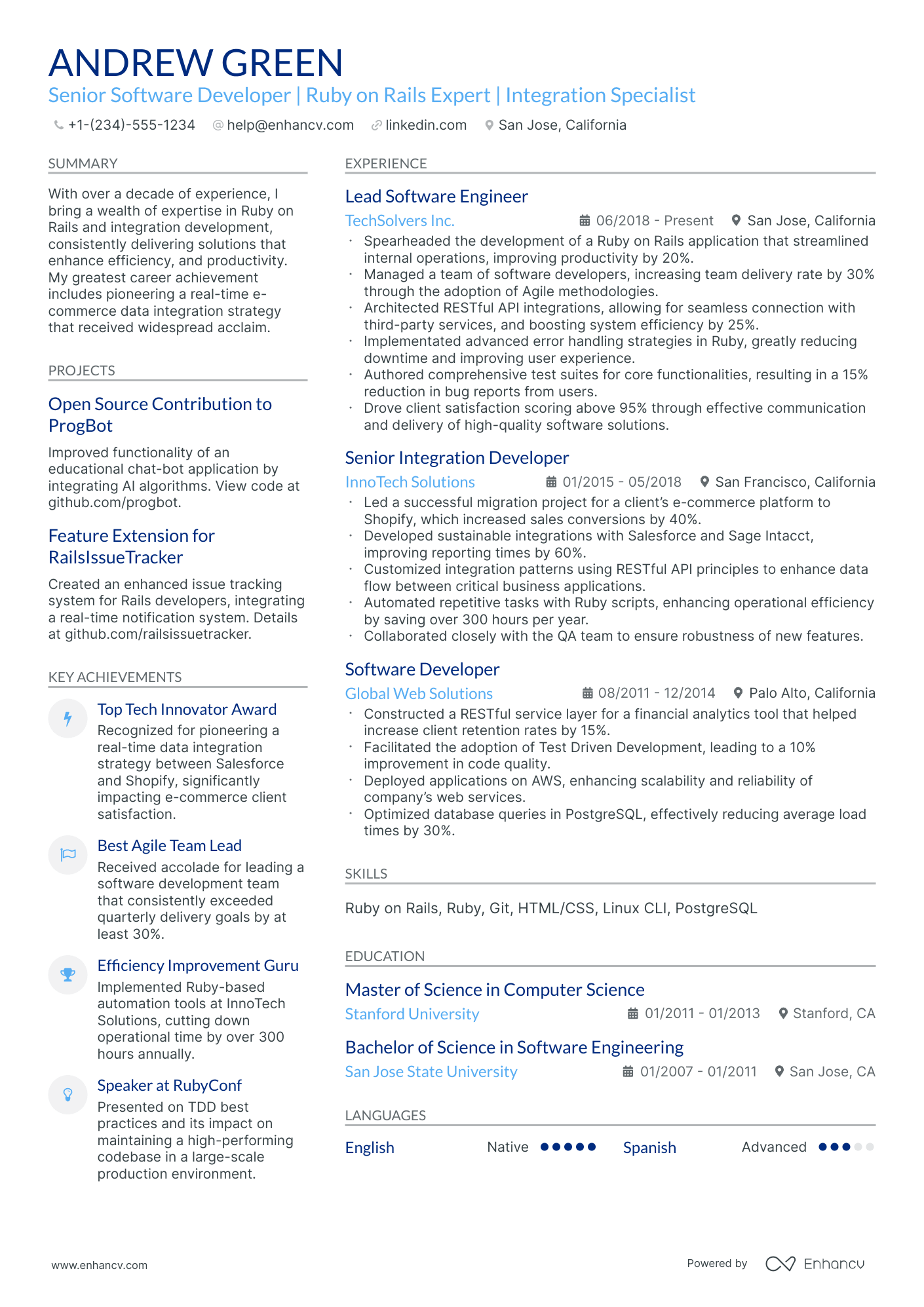 10 Ruby On Rails Developer Resume Examples & Guide for 2026