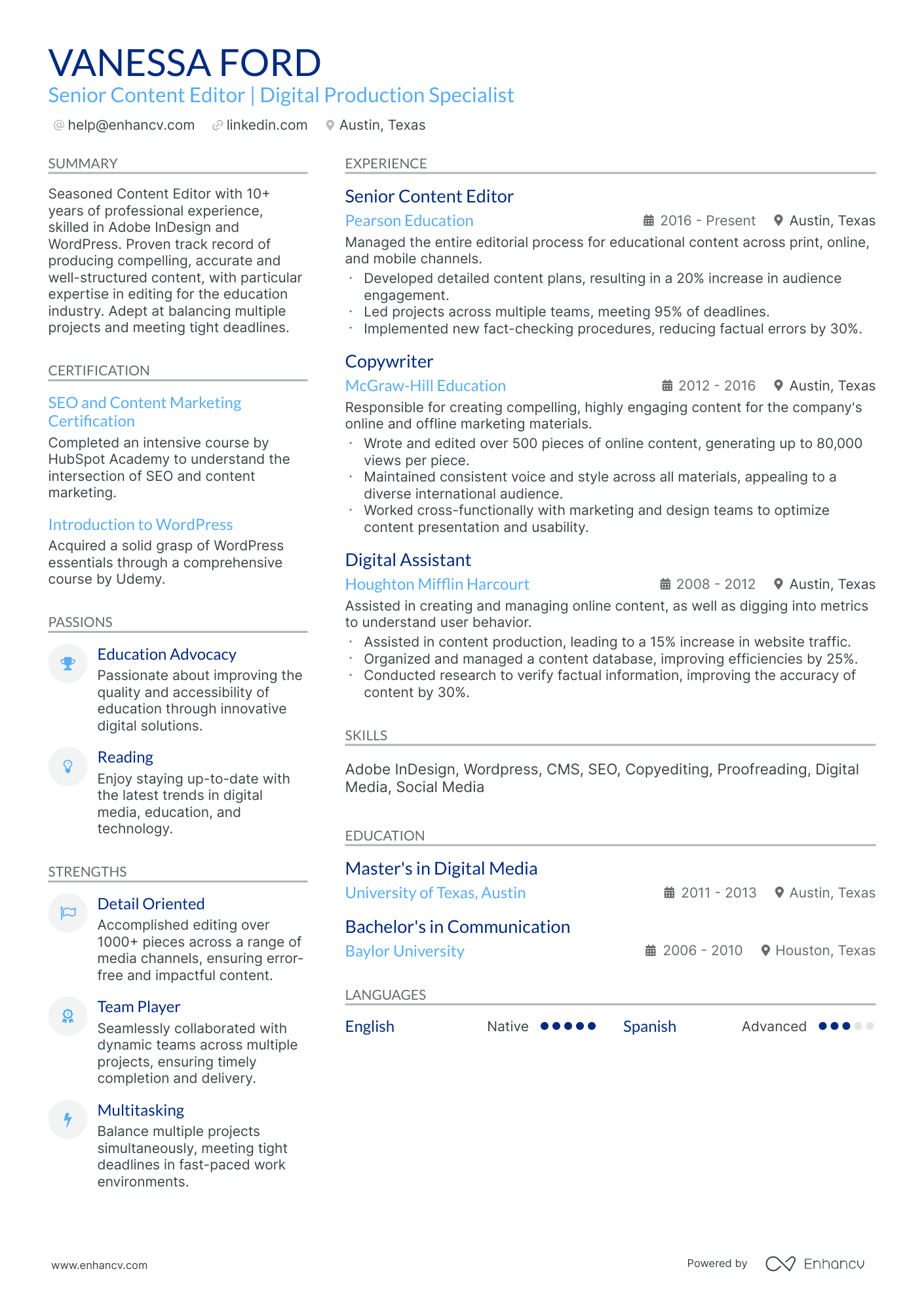 10 Content Editor Resume Examples & Guide for 2025