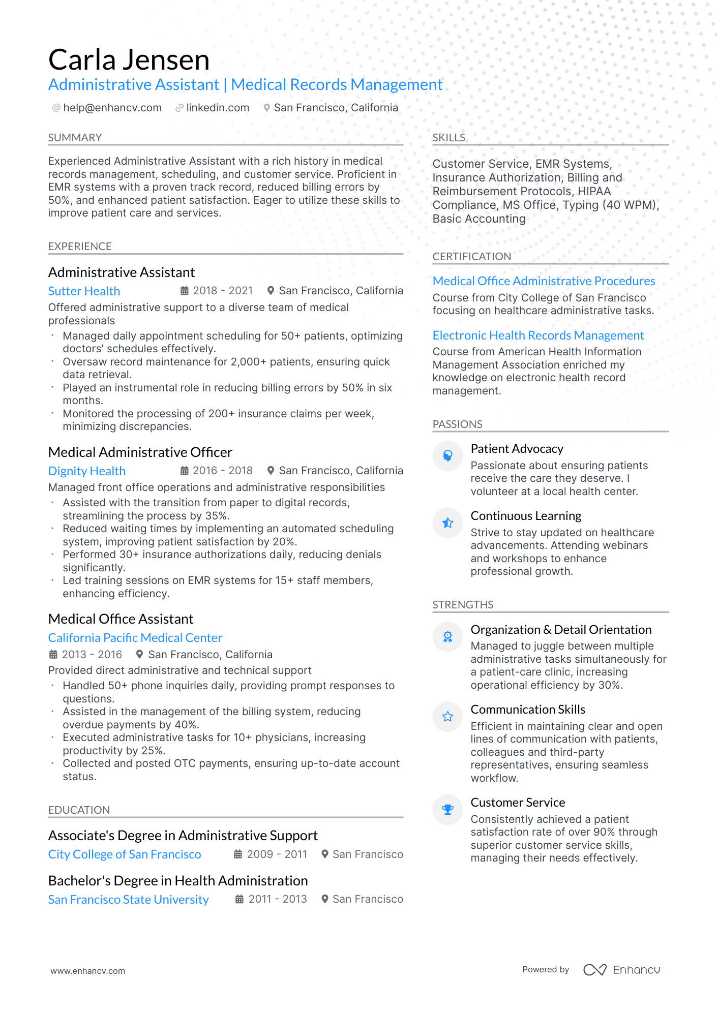 10 Medical Office Administrator Resume Examples & Guide for 2026
