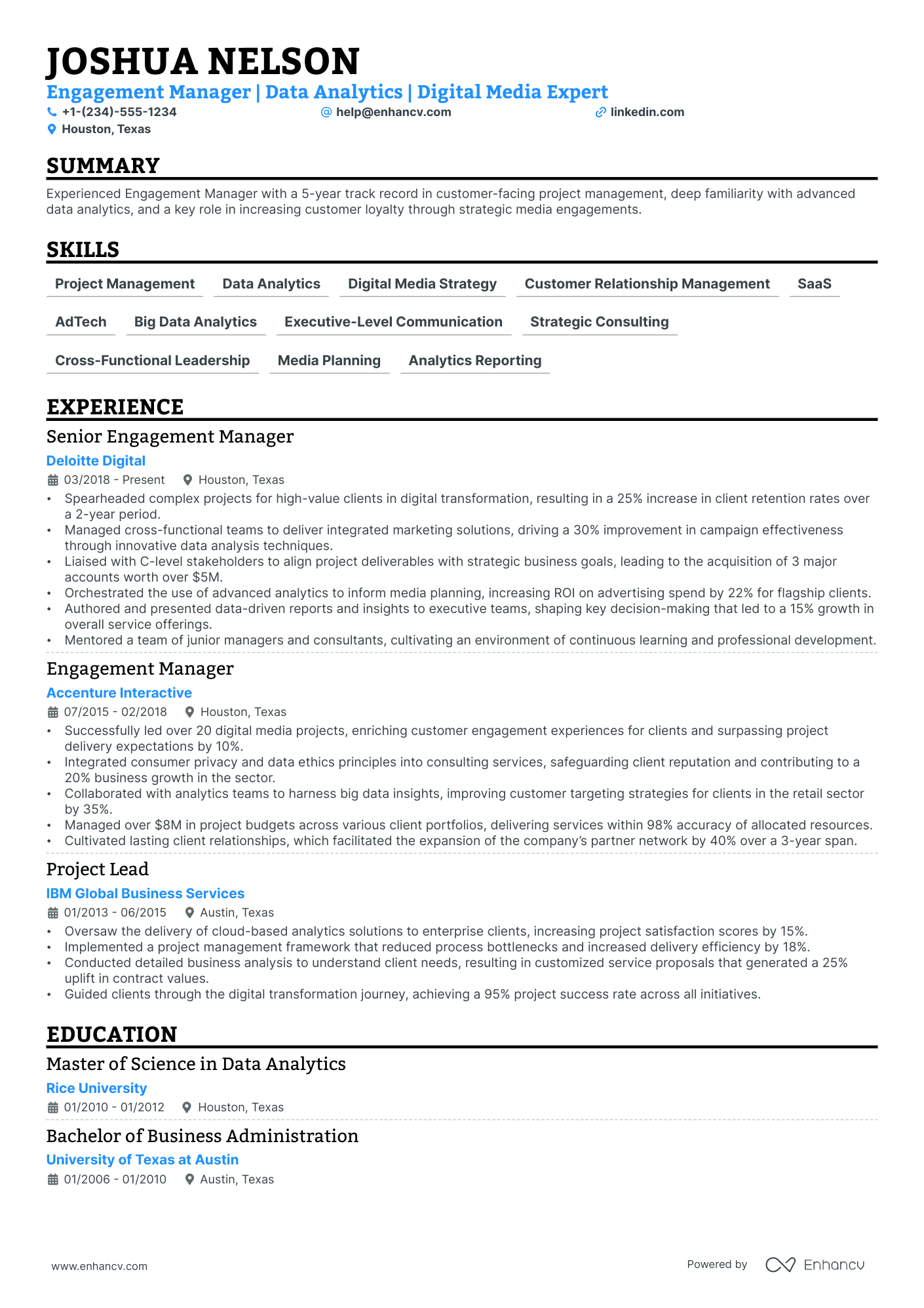 5 Engagement Manager Resume Examples & Guide for 2024