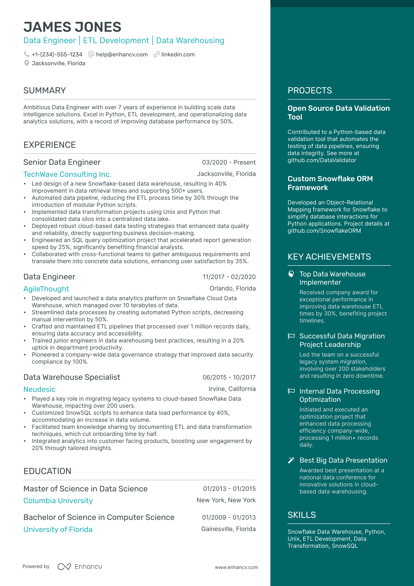 10 Snowflake Developer Resume Examples & Guide for 2026