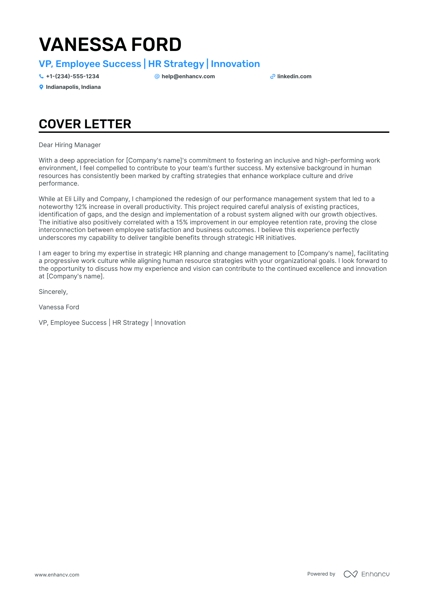 29 Professional HR Cover Letter Examples and Template for 2026 | Enhancv