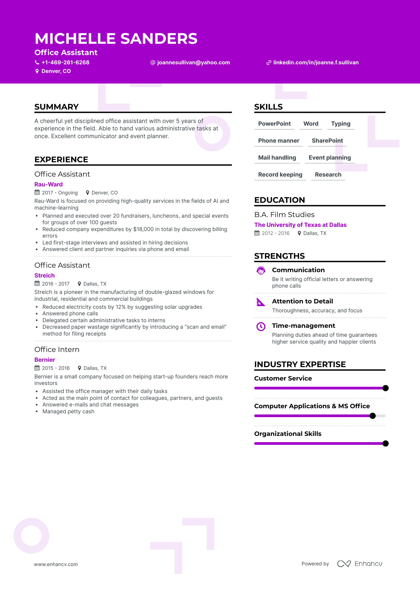Office Assistant Resume: Tips + Examples (Layout, Skills, Keywords ...