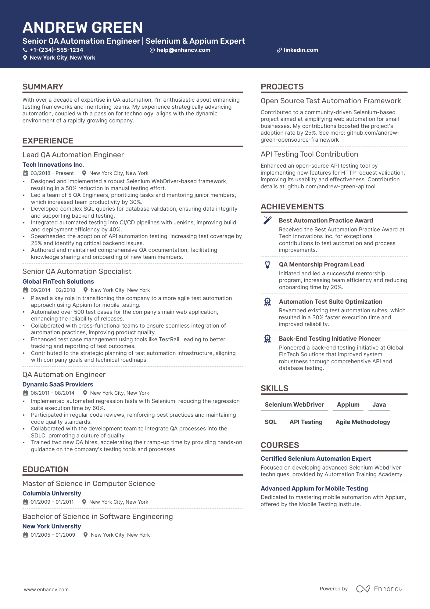 5 QA Automation Resume Examples & Guide for 2024