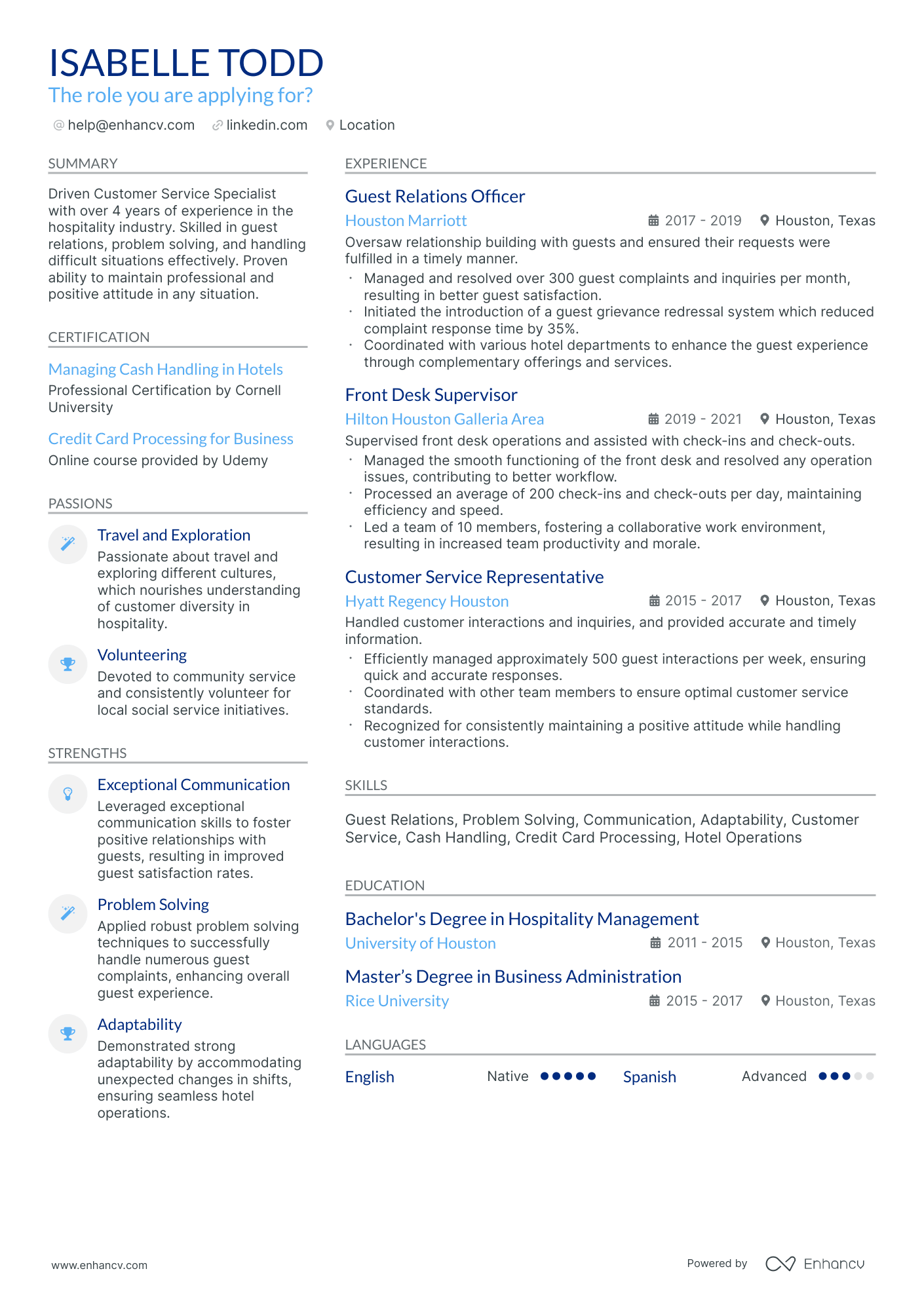 10 Front Desk Agent Resume Examples & Guide for 2025