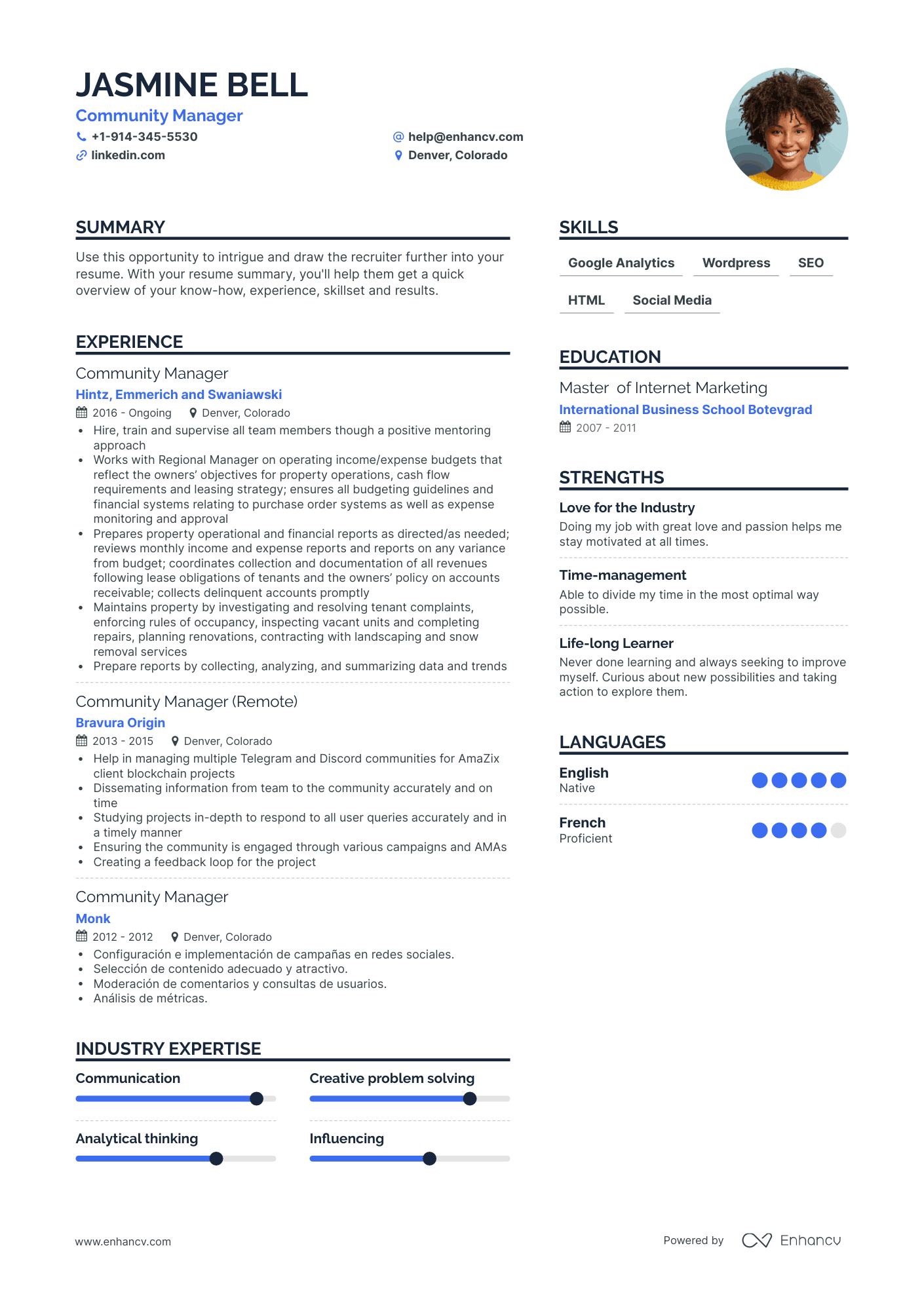 Community Manager Resume Examples & Guide for 2023 (Layout, Skills ...