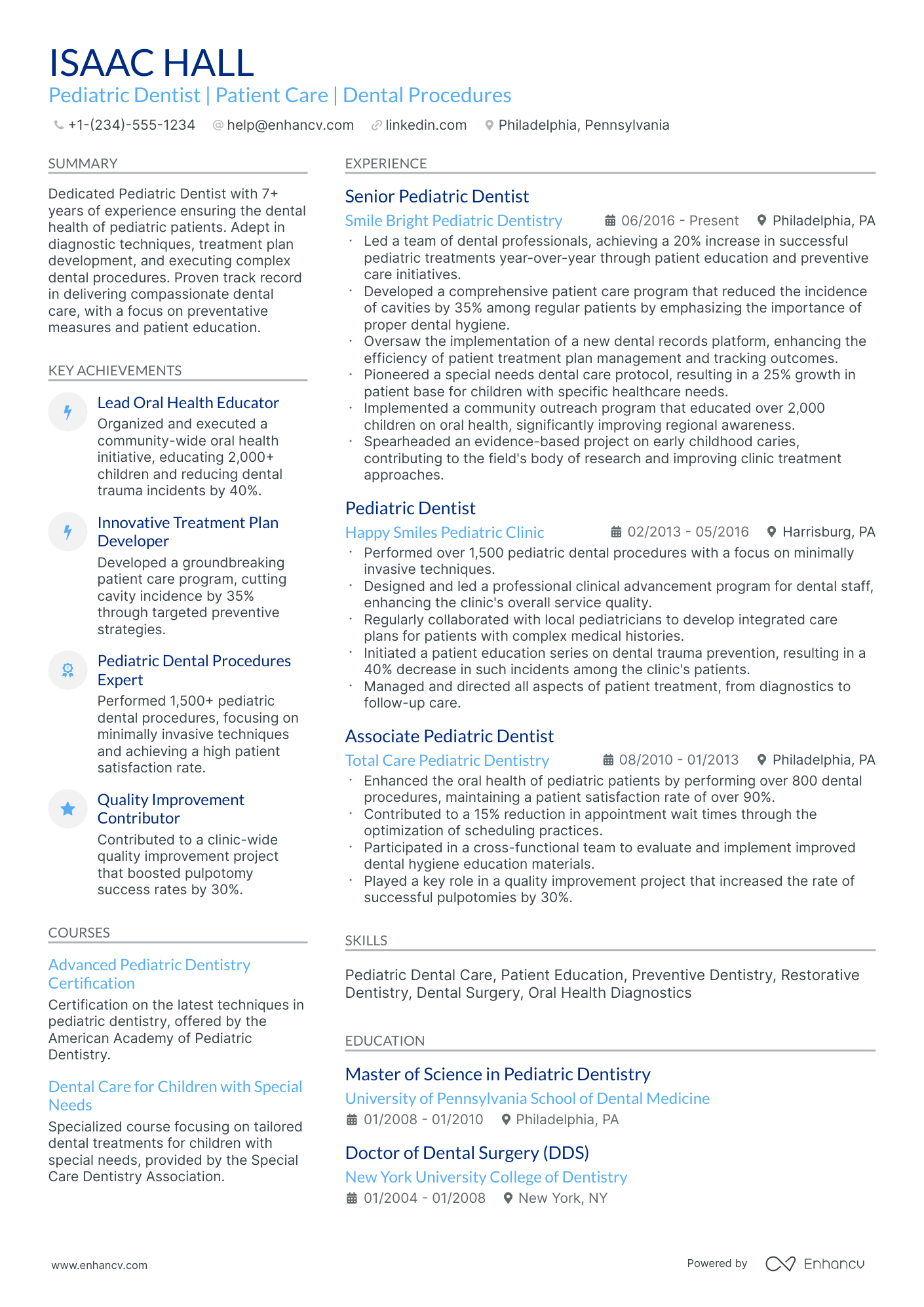 10 Pediatric Dentist Resume Examples & Guide for 2026