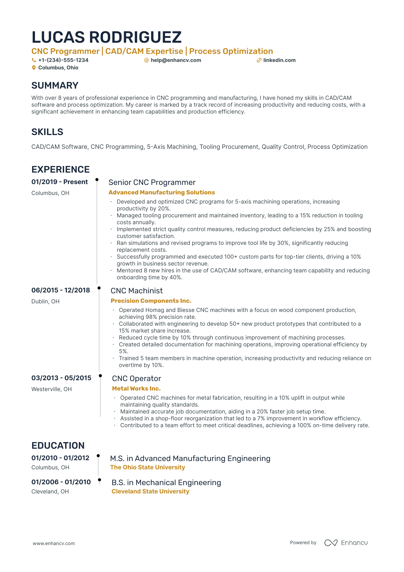 10 CNC Programmer Resume Examples & Guide for 2025